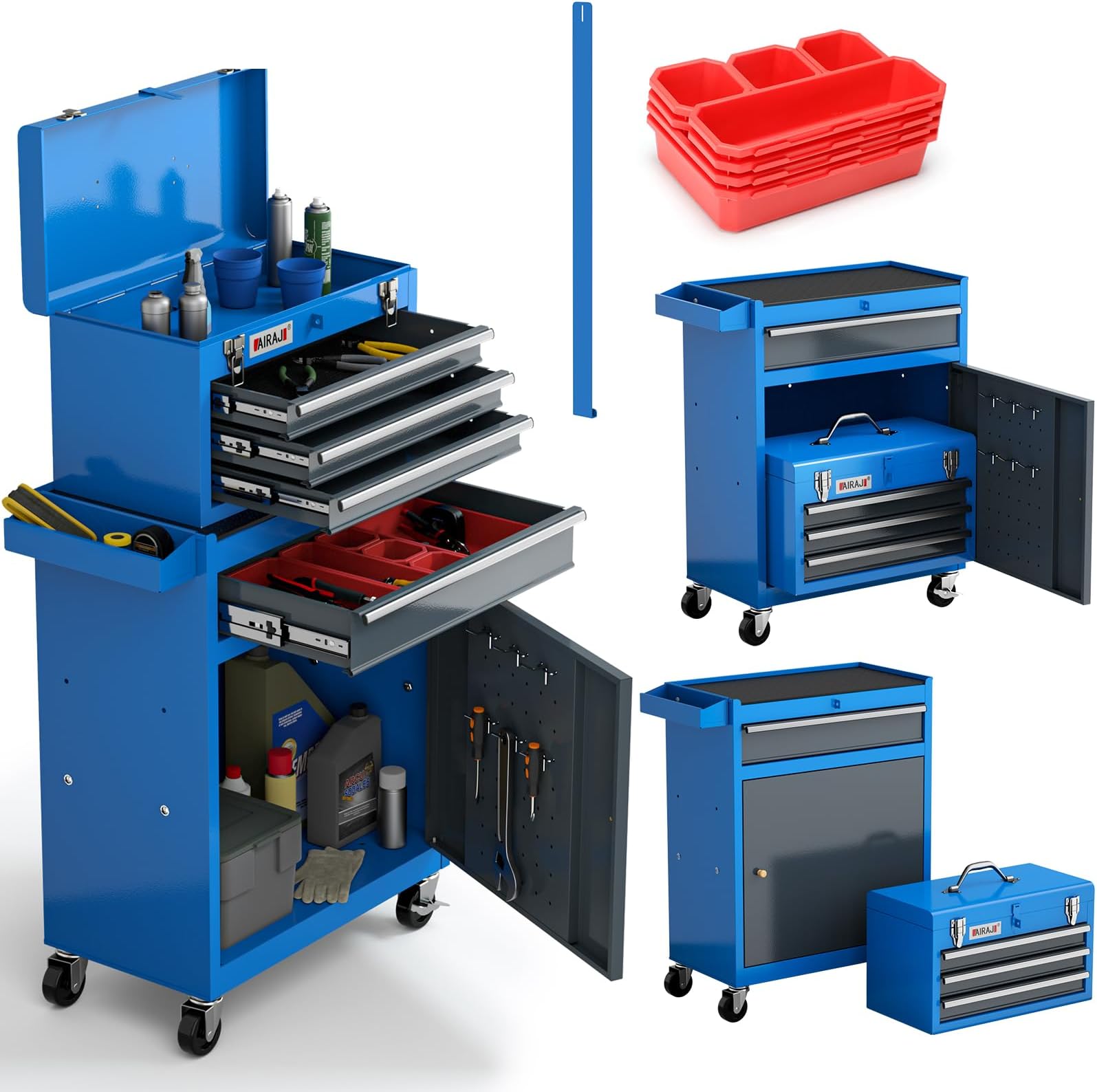 Cobinery 8 Drawers Rolling Tool Chest with Drawers, High Capacity ...