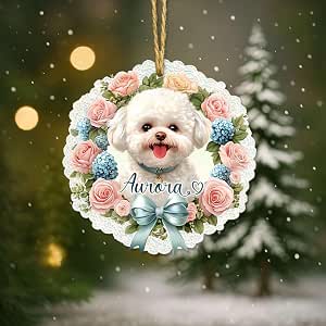 Amazon.com: Adorable Bichon Frise Christmas Tree Decoration, Custom ...