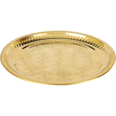 Alodie- Brass Designer Gasrabi Puja Plate | Pital Thali Set | Brass ...