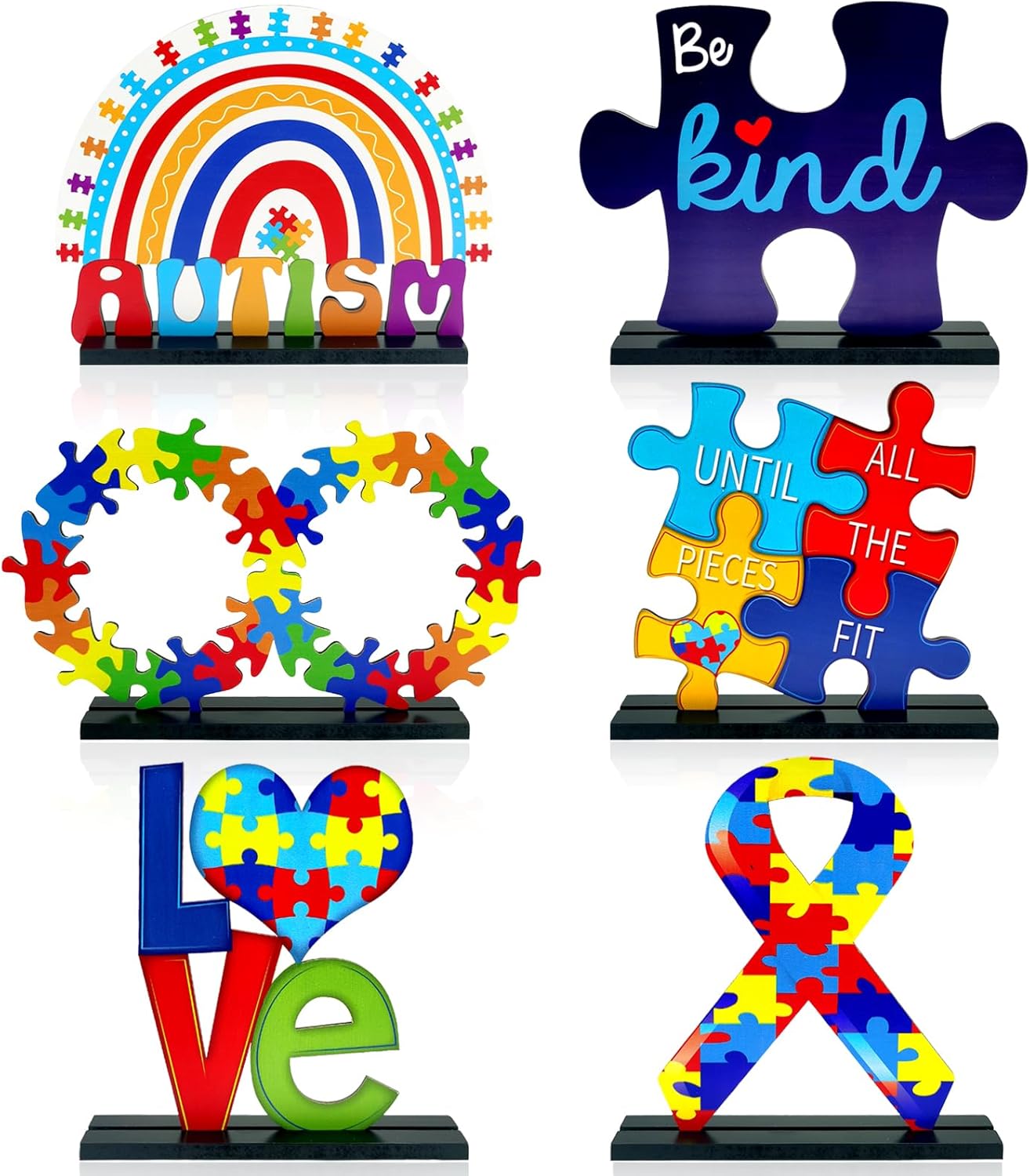 Amazon.com: Benwanfee 6 Pcs Autism Awareness Table Decor Centerpieces ...