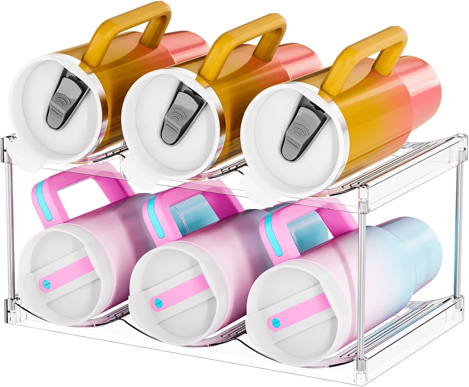 Amazon.com: Stackable Water Bottle Organizer for Cabinet,2 Pack Water ...