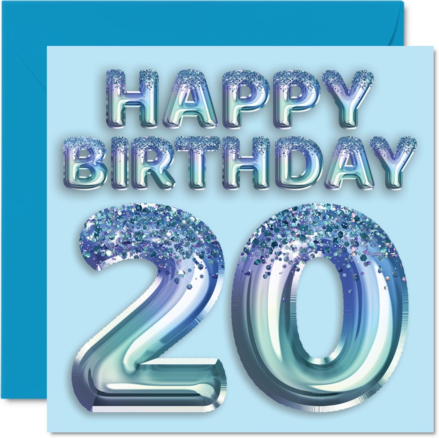 Amazon.com : Stuff4 20th Birthday Card for Men - Blue Glitter Party ...