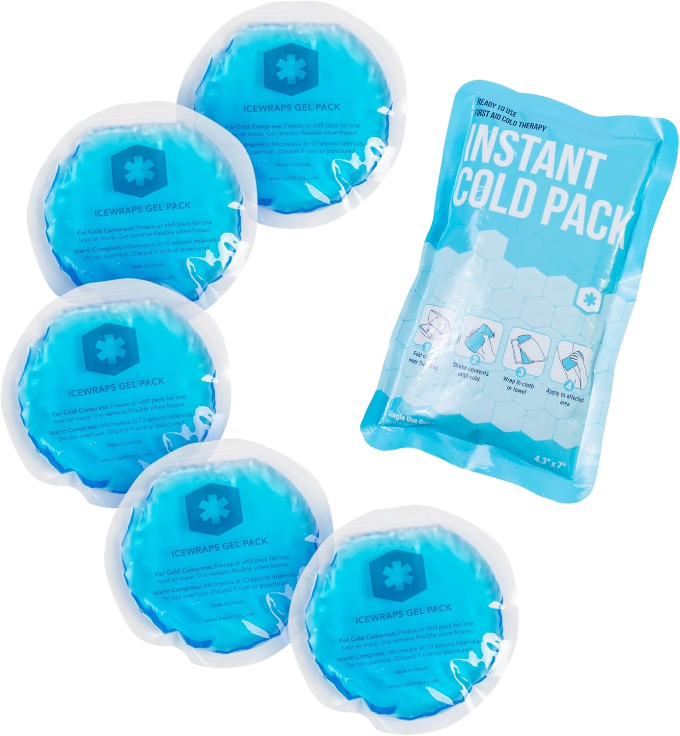 Amazon.com: ICEWRAPS 4”x7” Instant Ice Packs for Injuries - Disposable ...