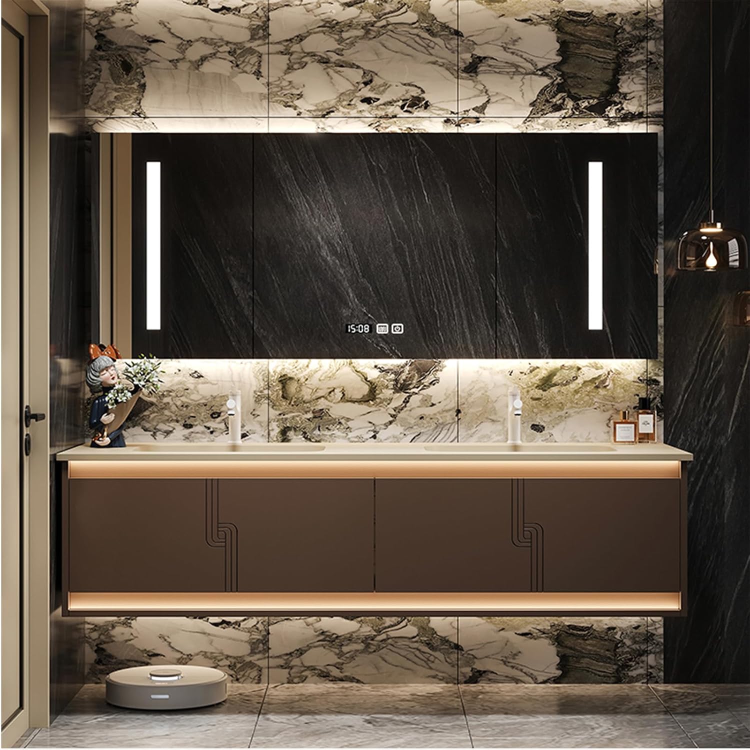 Amazon.com: Genpai Luxury Double Bathroom Vanity with Sink - 72IN ...