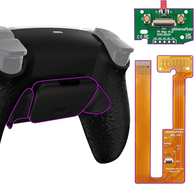 eXtremeRate Textured Black Back Paddles Programable RISE Remap Kit for ...