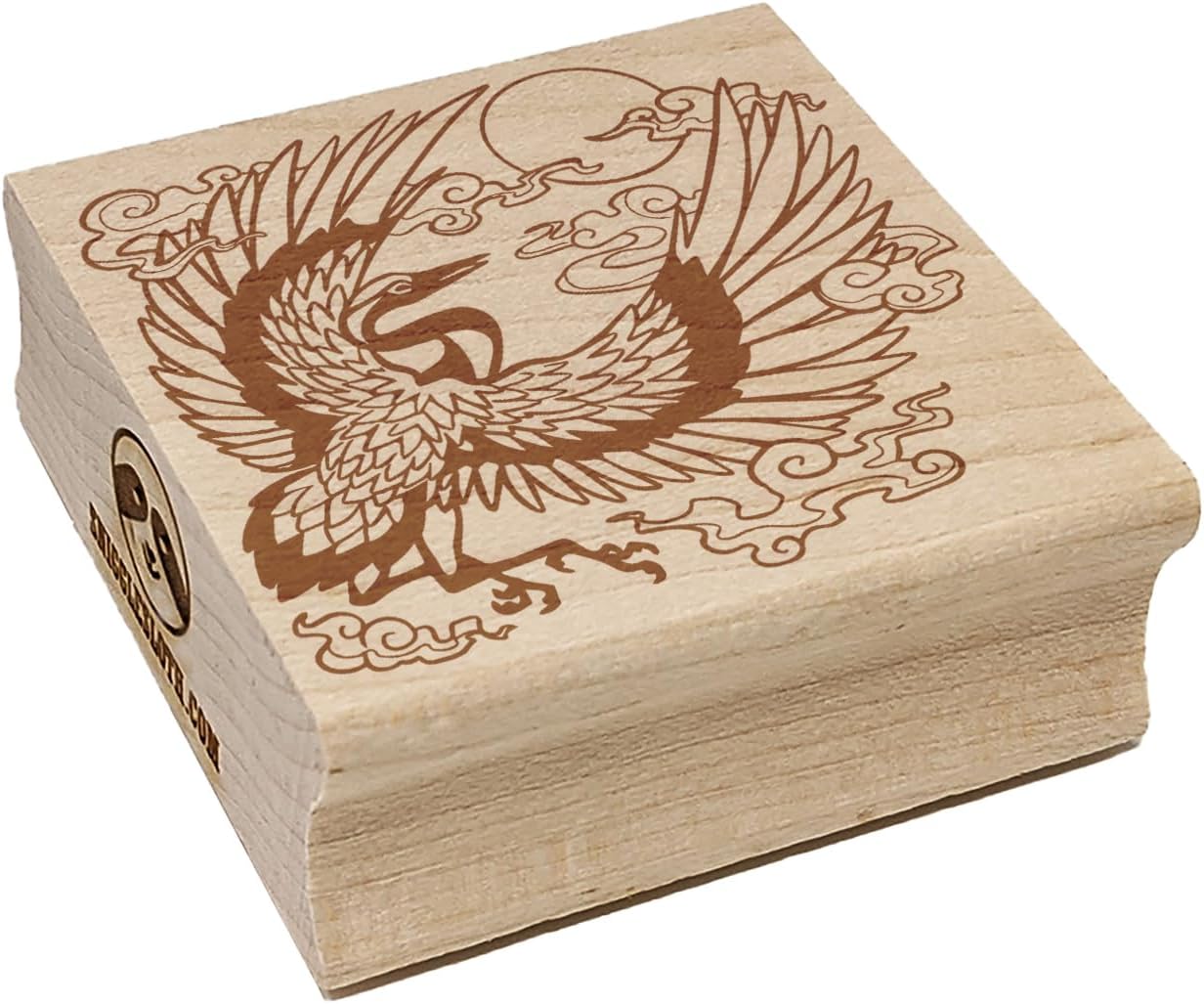 Amazon.com: Japanese Chinese Crane and Sun Square Rubber Stamp for ...