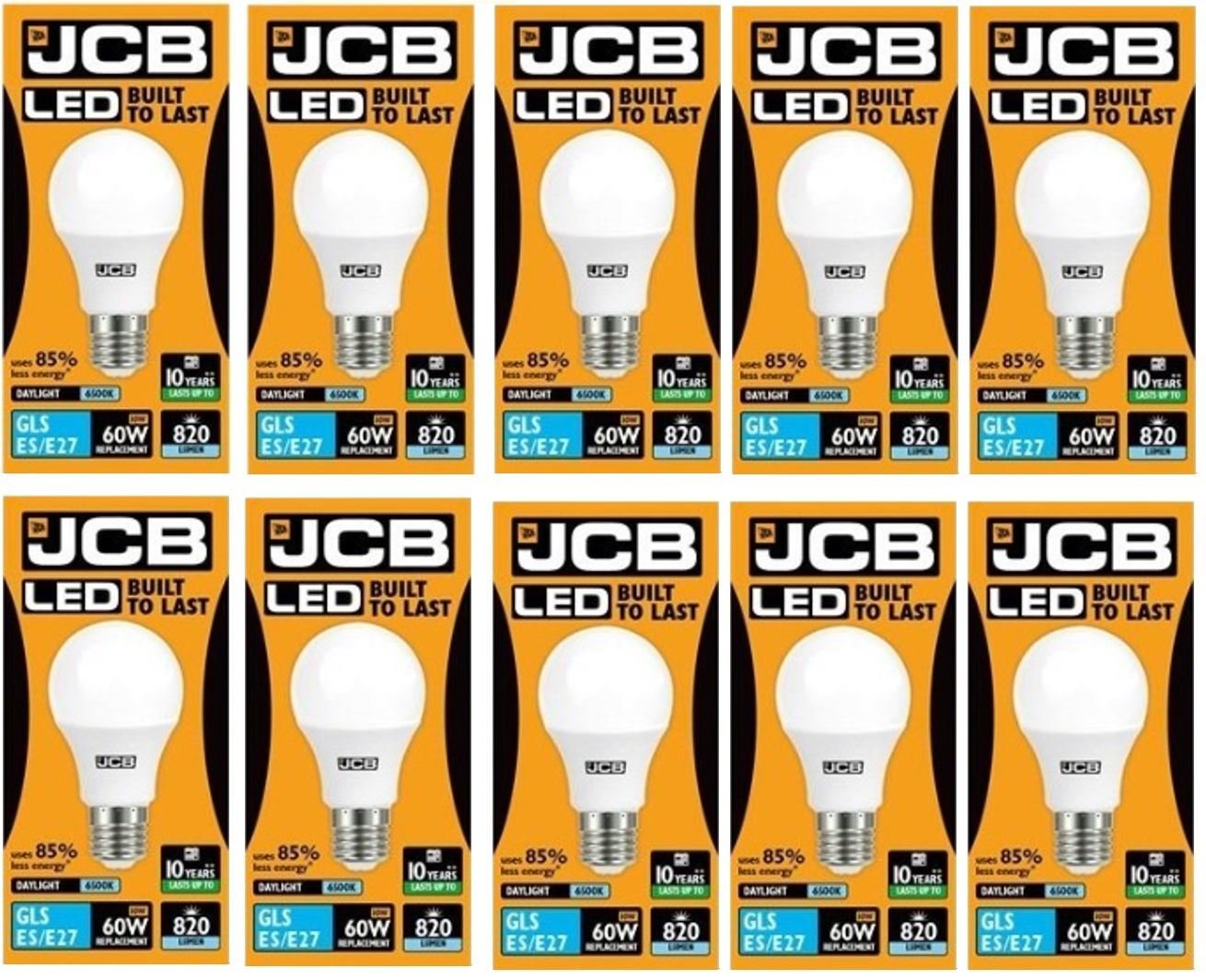 JCB LED 10 X 10 Watt Screw Cap GLS Lamp Daylight 6500K 60W Replacement ...