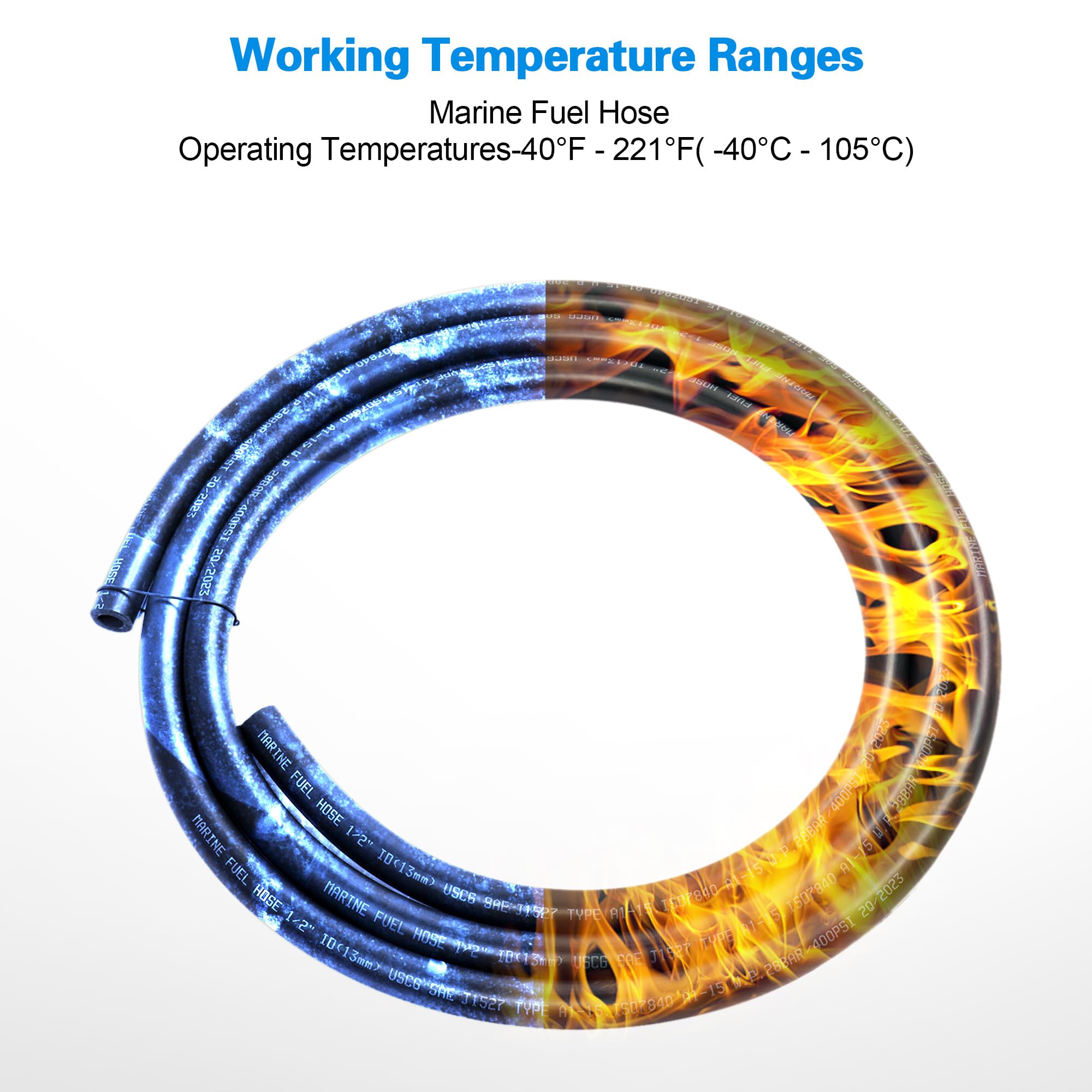 Snapklik.com : 1/2 Marine Boat Fuel Line,10 FT Hose Line Marine ...