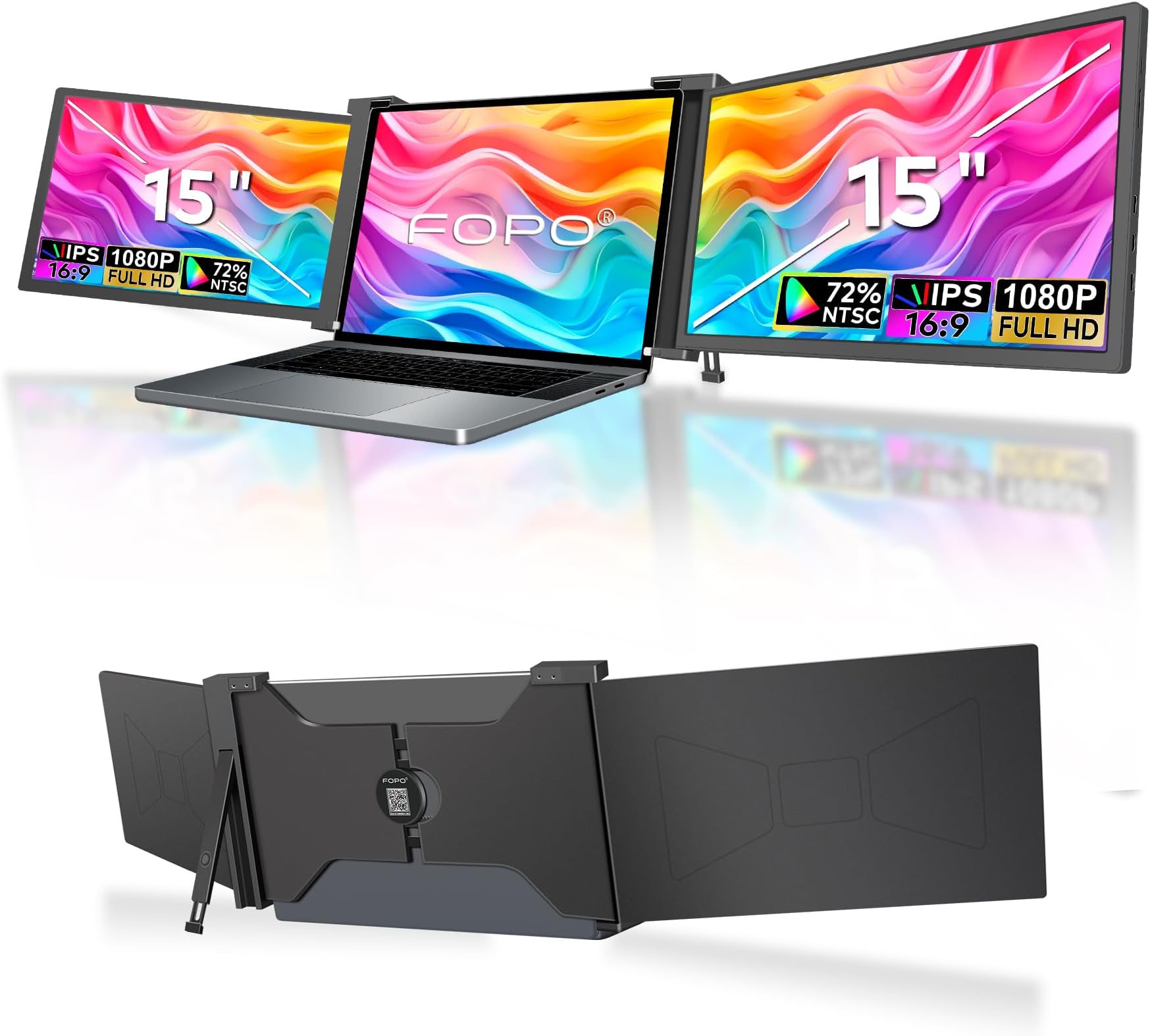 Amazon.com: FOPO 15" Laptop Monitor Extender, 1080P Full HD Triple ...