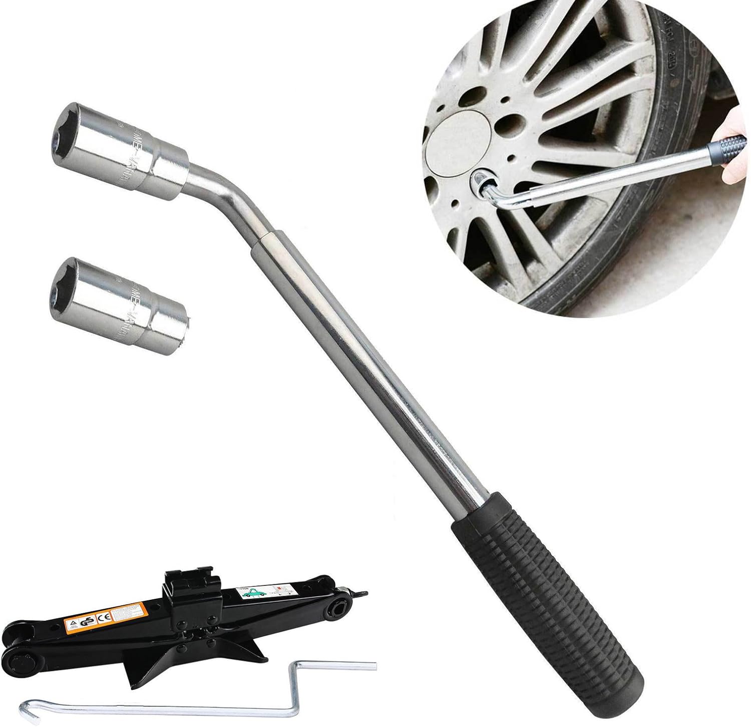 Amazon.com: DICN Car Van Tyre Lug Nut Wheel Wrench 17 19 21 23mm With ...