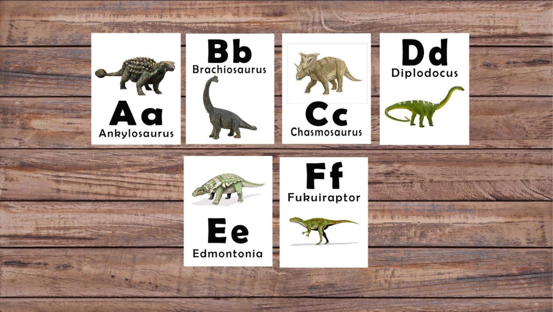 Buy Clitus Store Dinosaur ABC Printable Flash Cards, Learning Toys ...