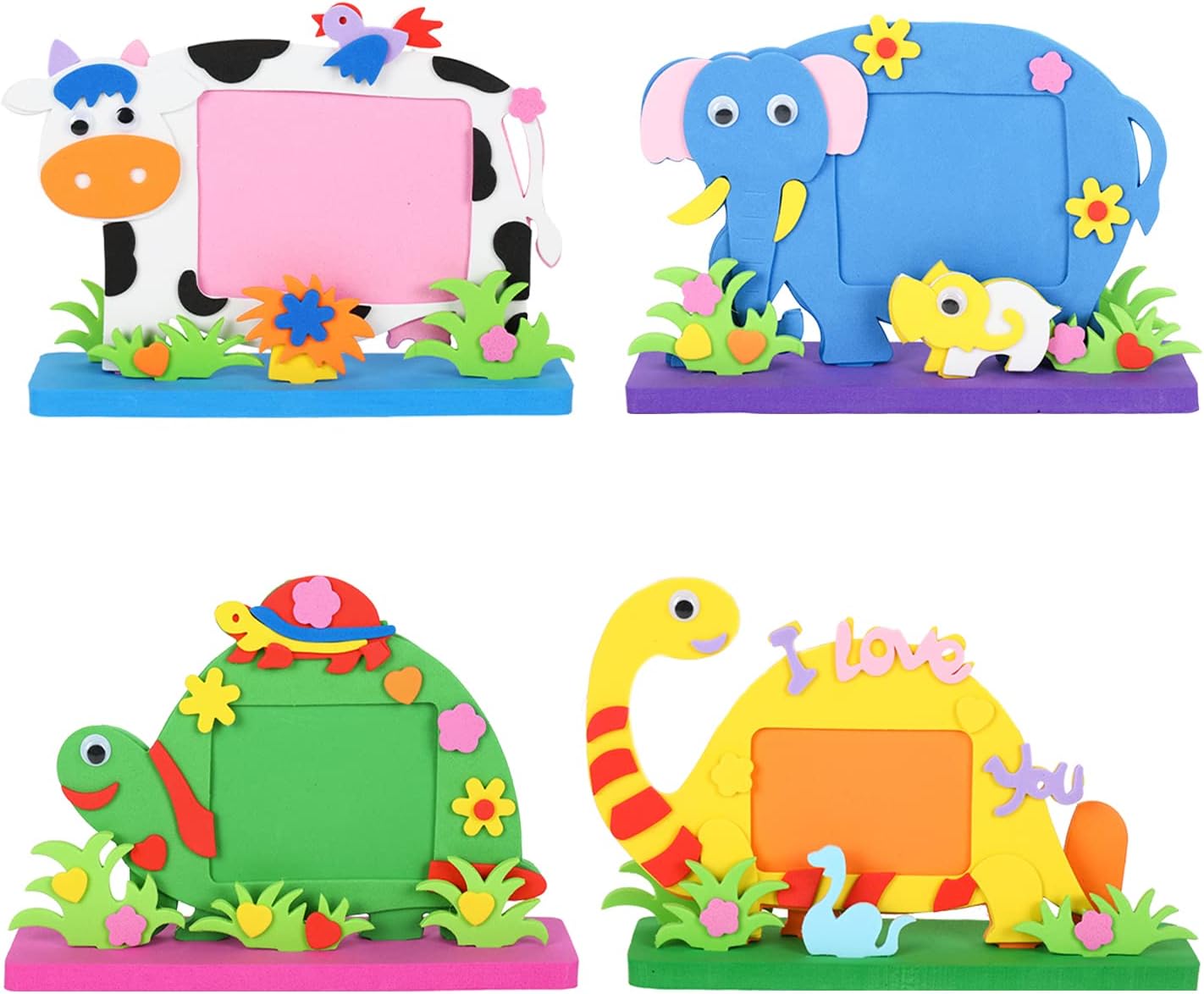 Amazon.com: Whaline 8Pcs Foam Picture Frame Animal Theme Photo Frames ...