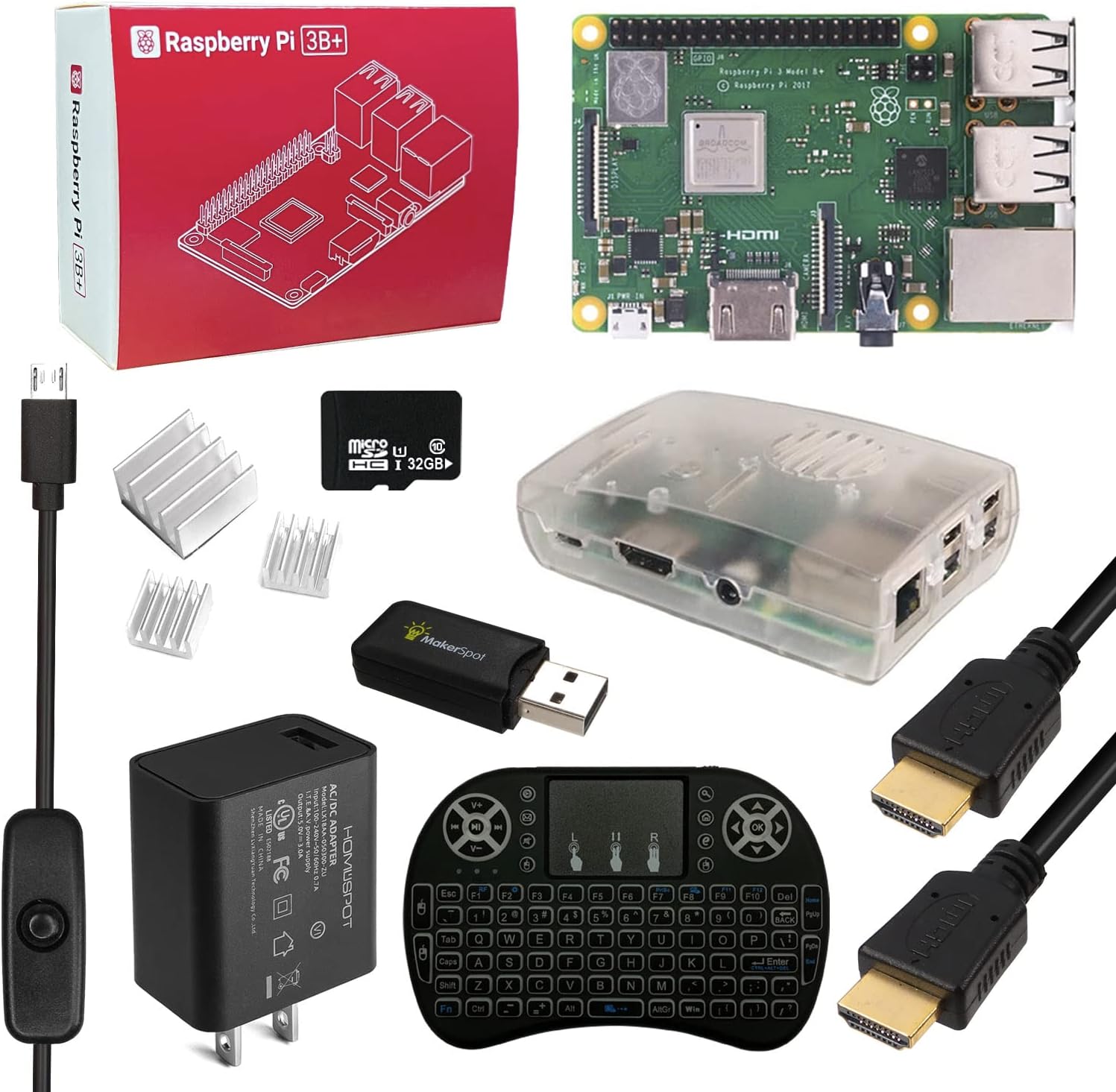 Raspberry Pi 3 Model B+ Plus Starter Kit w/Mini Wireless Keyboard by ...