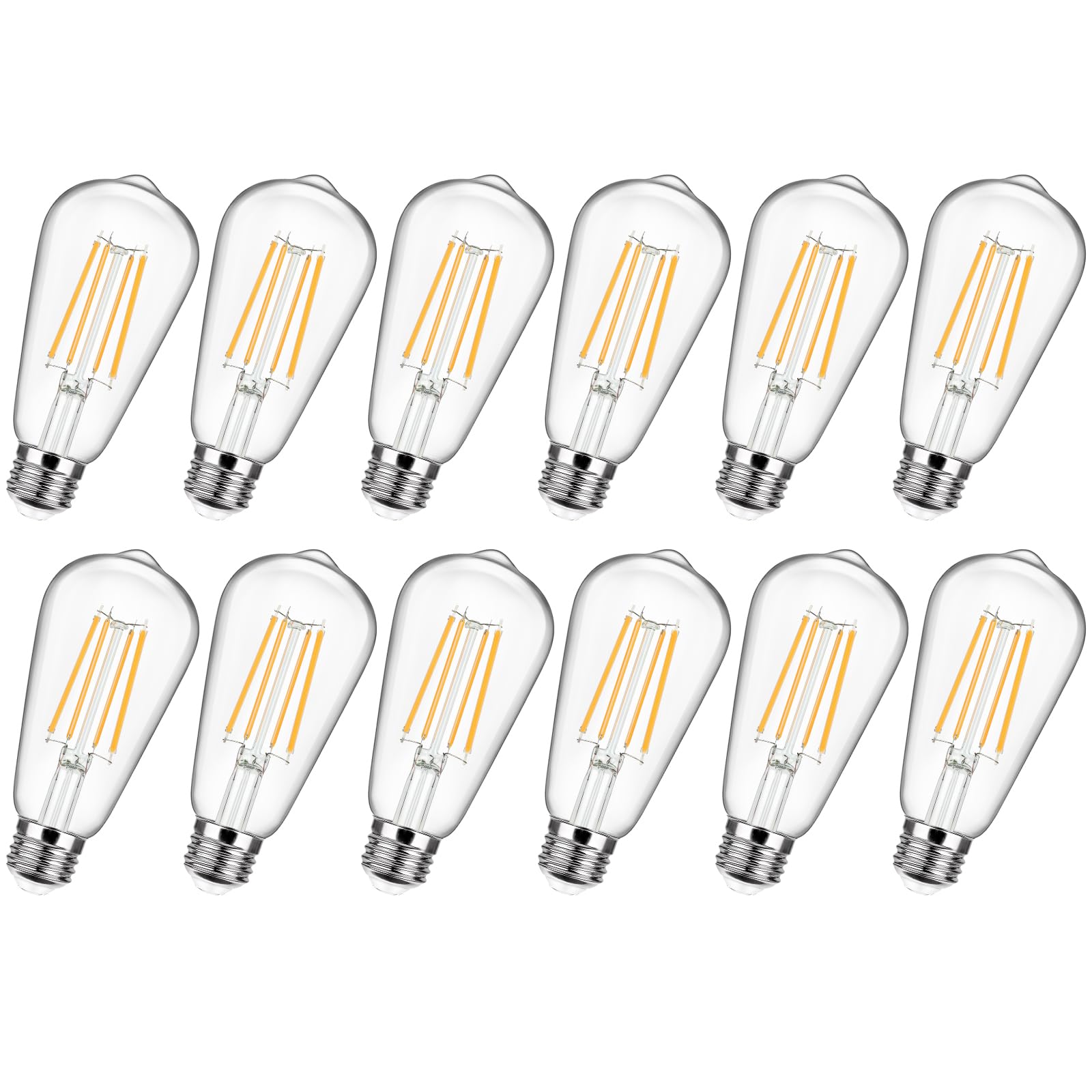 12-Pack Vintage LED Edison Bulbs 100W Equivalent 1400LM High Brightness ...