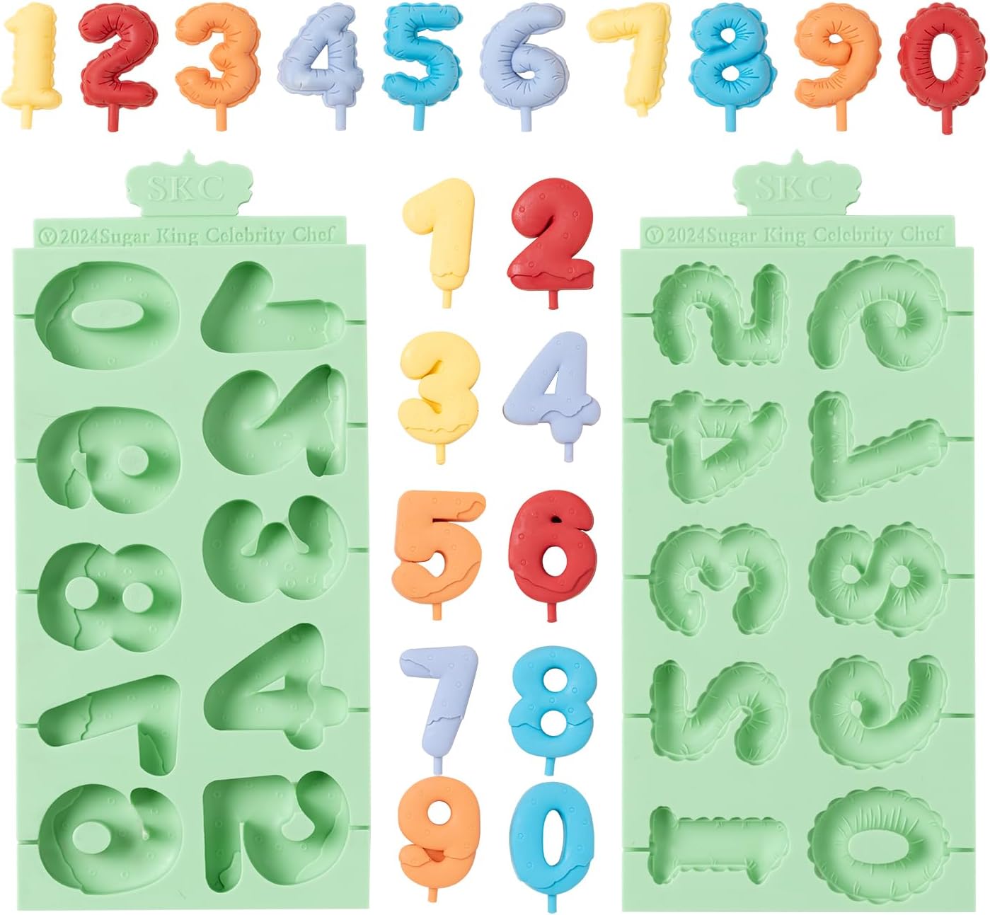 Amazon.com: KALAIEN Number Silicone Mold, 2 Pack 3D Chocolate Molds ...