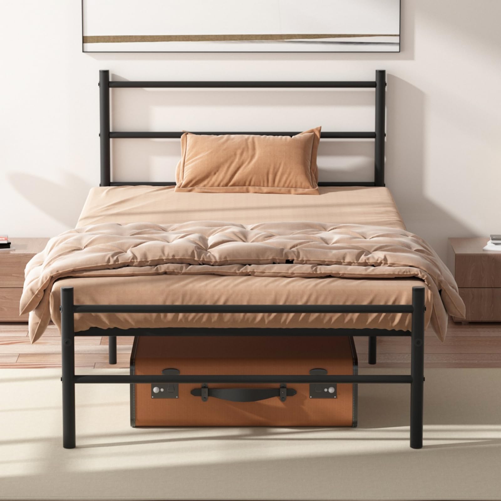 FurnitureR Cama Individual de Metal con armazón de Cama Individual ...