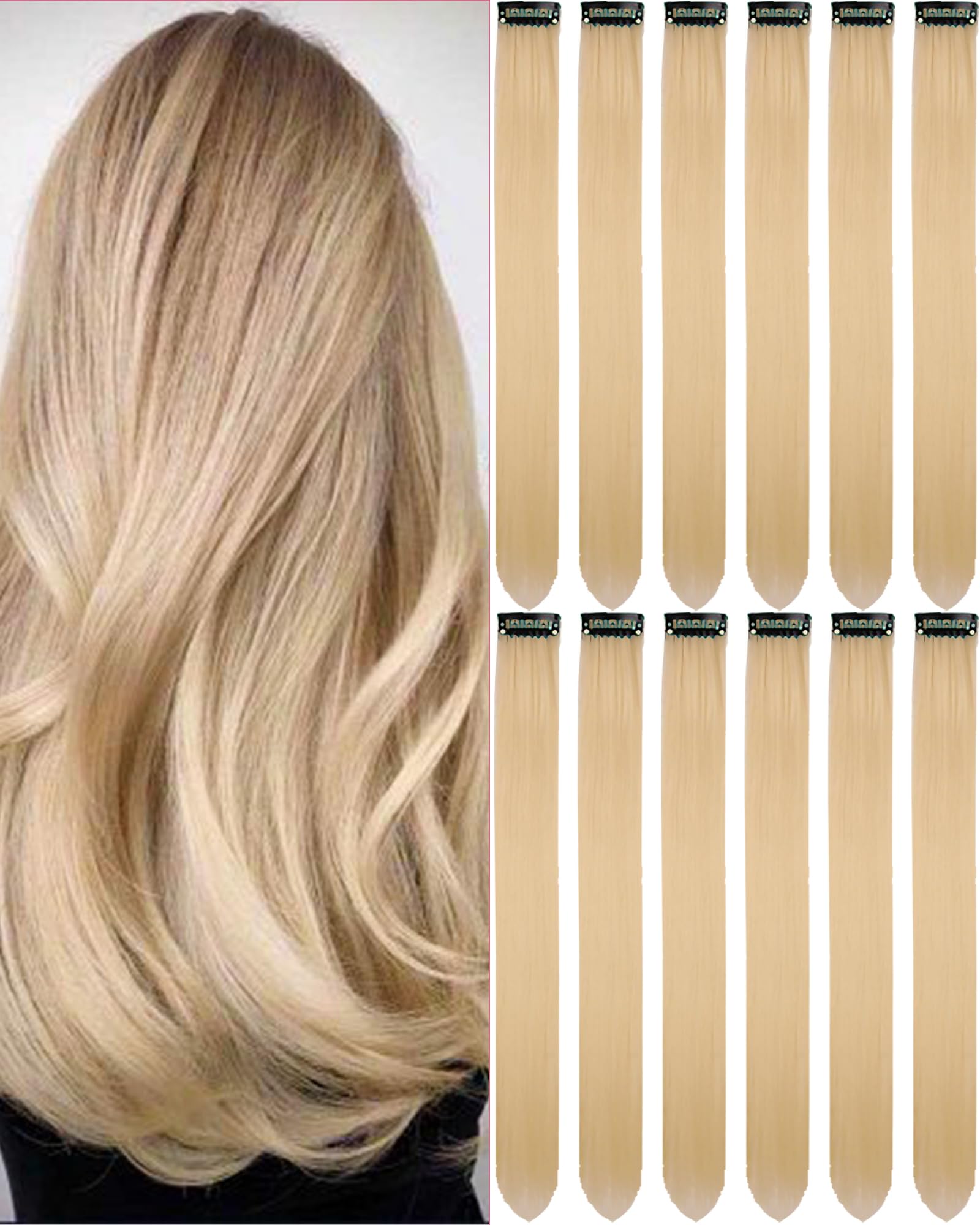 Amazon.com : Olldag 12 PCS Blonde Hair Extensions Clip in for Kids, 20 ...