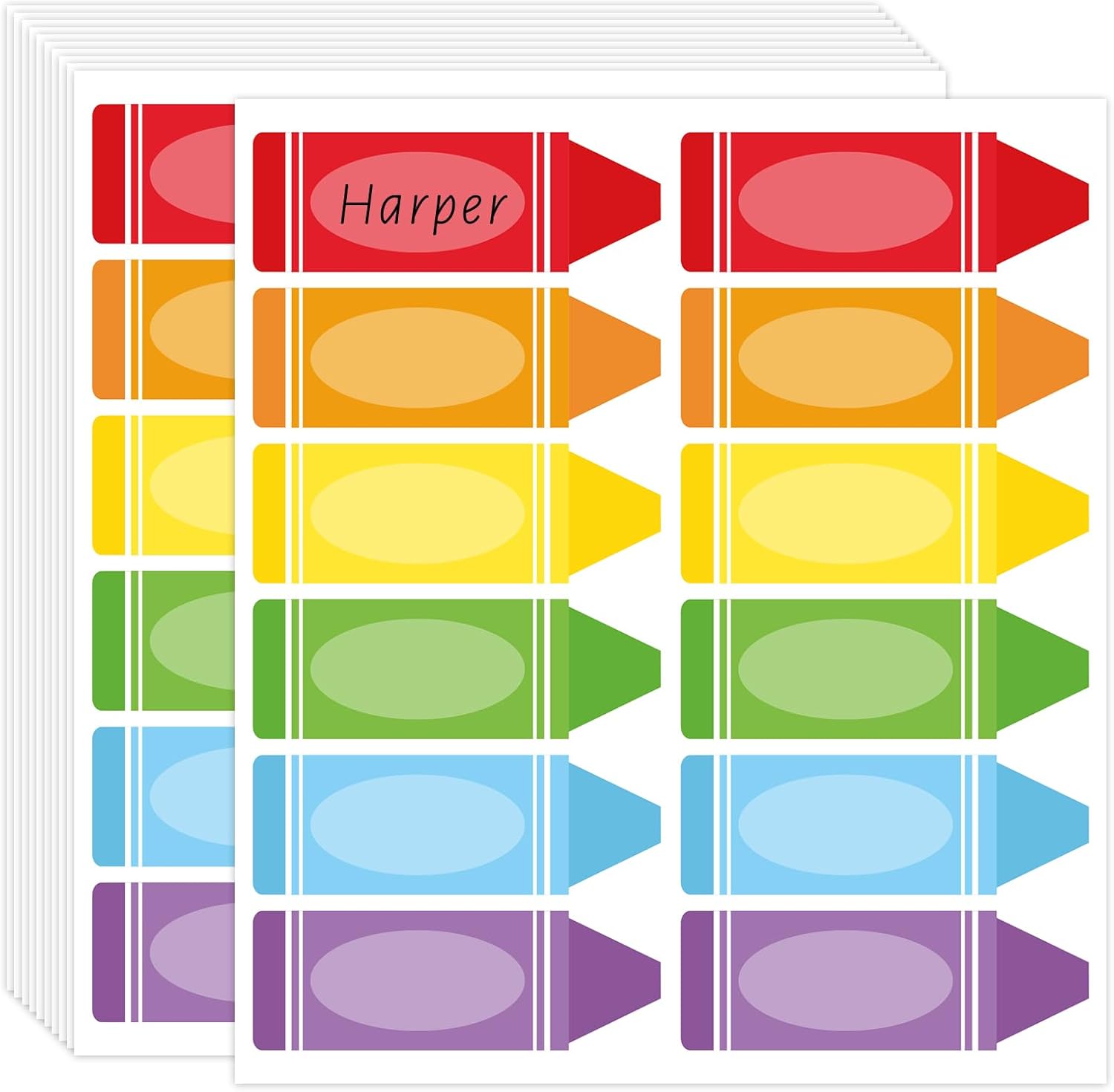 Amazon.com: Whaline 240Pcs Back to School Crayon Name Tags Colorful ...