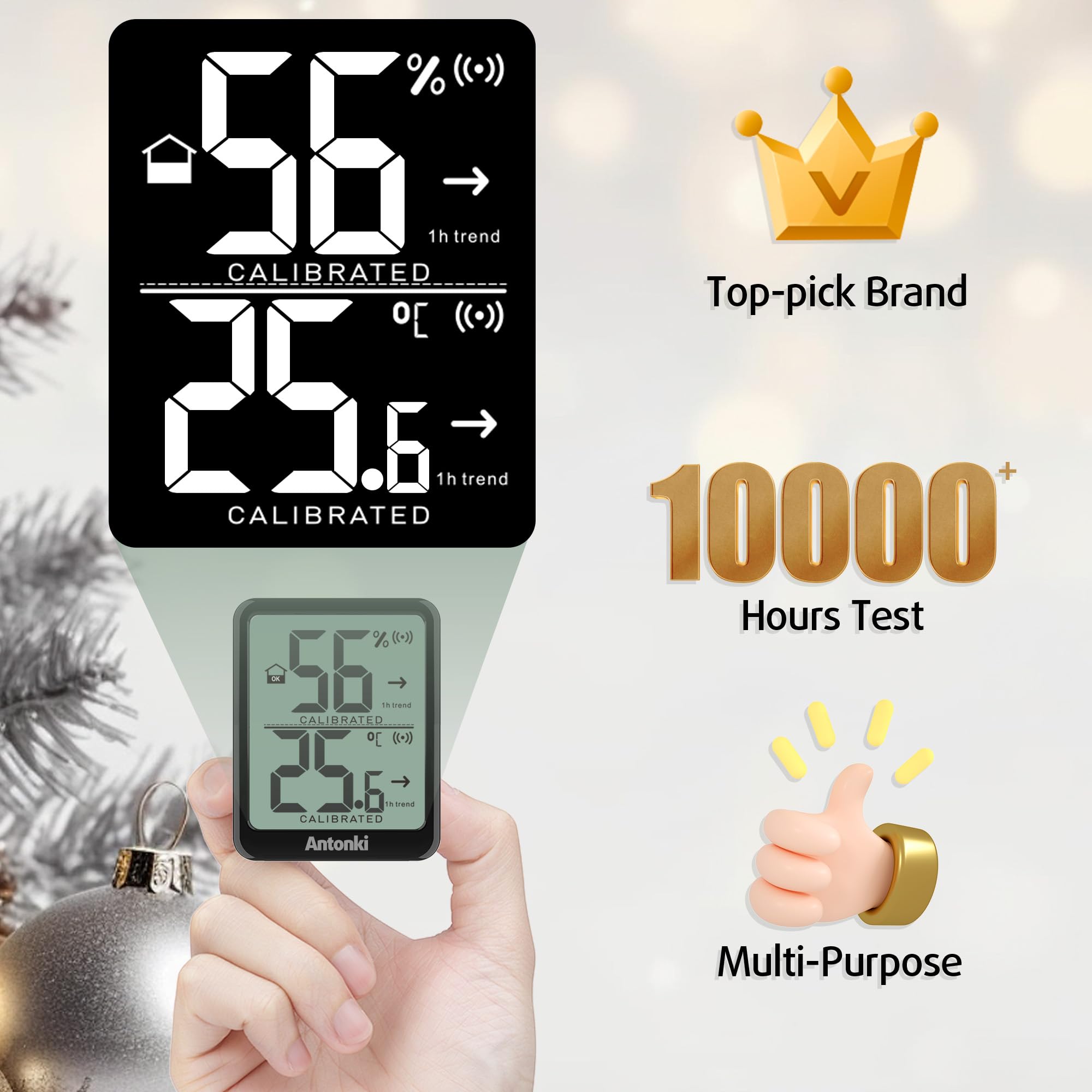 Snapklik.com : 2 Pack Room Thermometer Small Hygrometer Indoor, Home ...