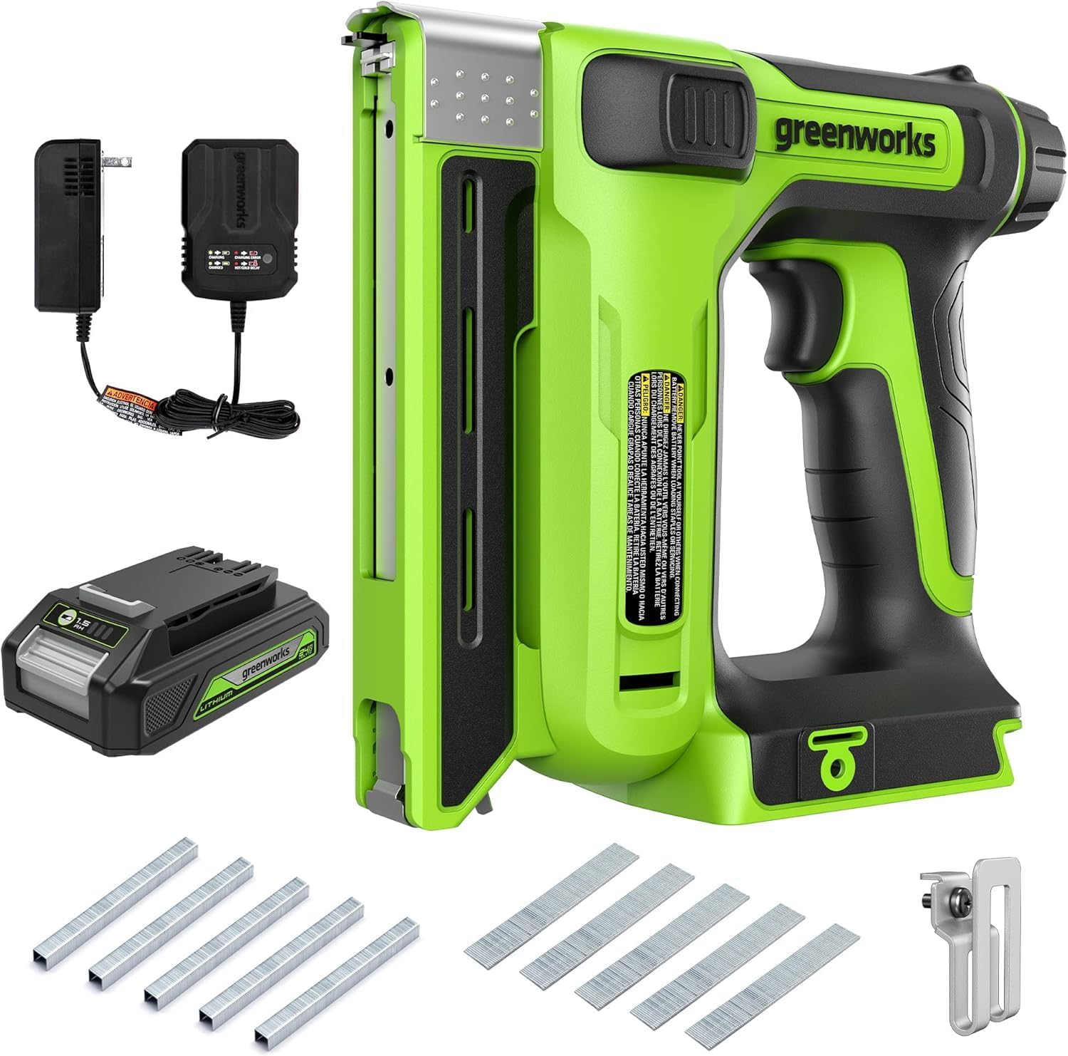 Greenworks 24V Cordless 2 in 1 Staple Gun Nail Gun, 3/8 in. Crown T50 ...