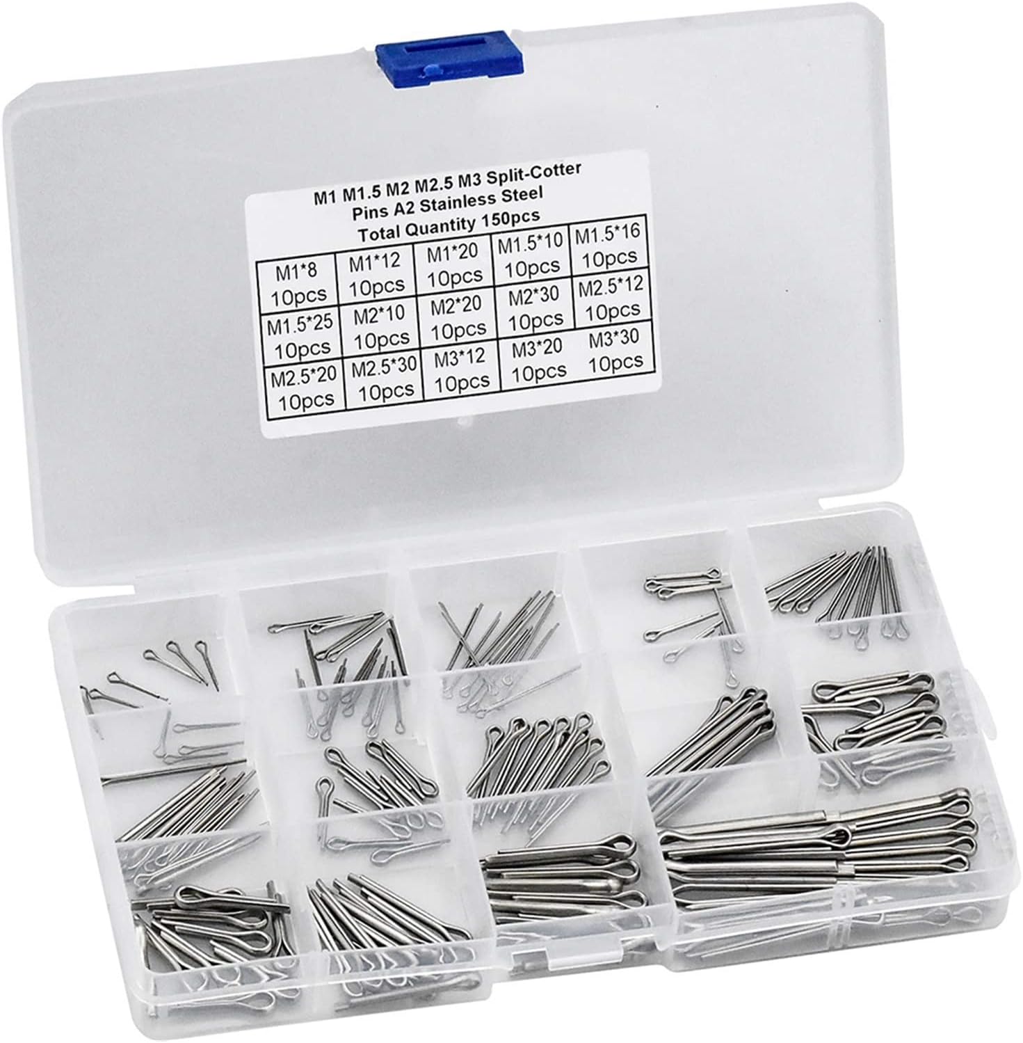 PLIPSH 150-teiliges Splint-Sortiment, 15 Größen, verzinkter Edelstahl ...