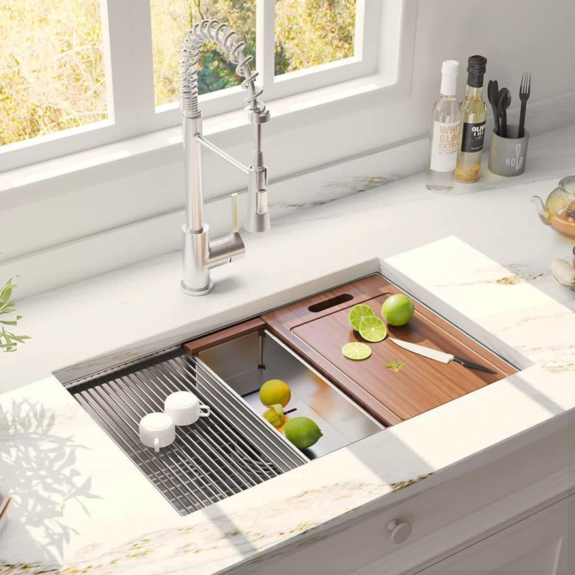 Snapklik.com : 32X19 Inch Ledge Workstation Undermount Kitchen Sink ...