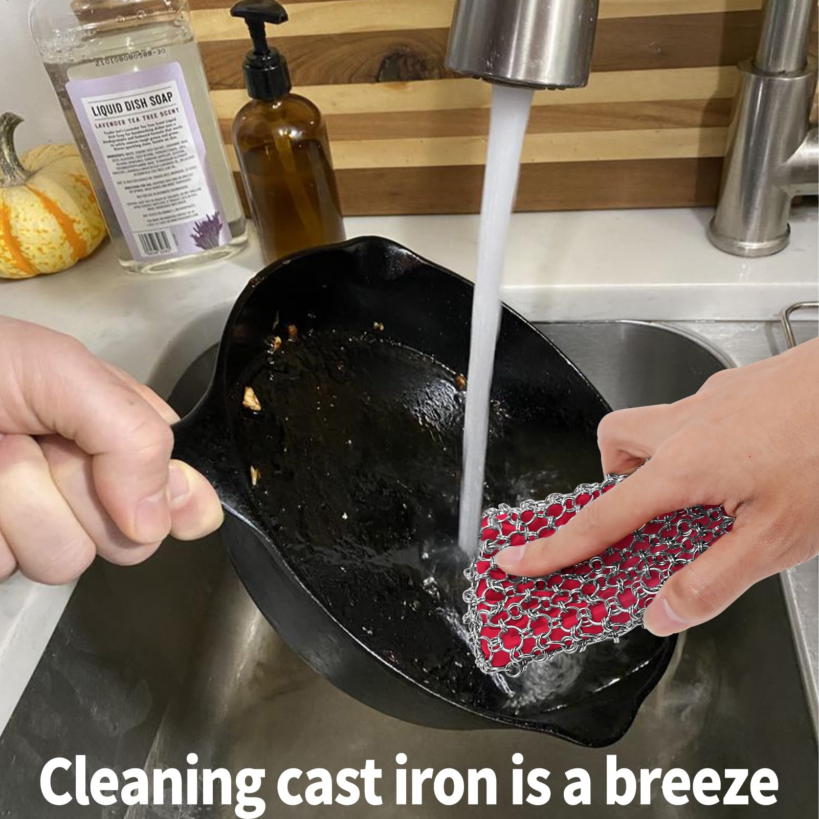 Snapklik.com : 2in1 Cast Iron Pan Cleaner Scrubber - Detachable Cast ...