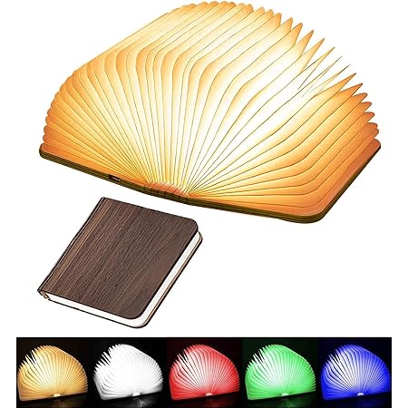 Tiuredx Wooden Book Light Novelty LED Night Light Portable Folding Book ...