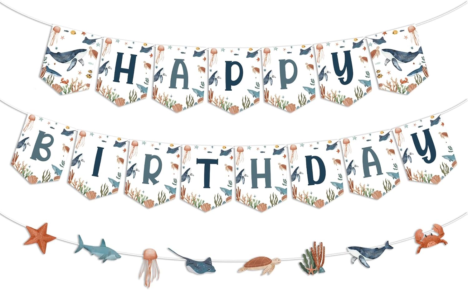 Amazon.com: Jollyboom Ocean Animal Birthday Decoration Boy, Ocean Happy ...