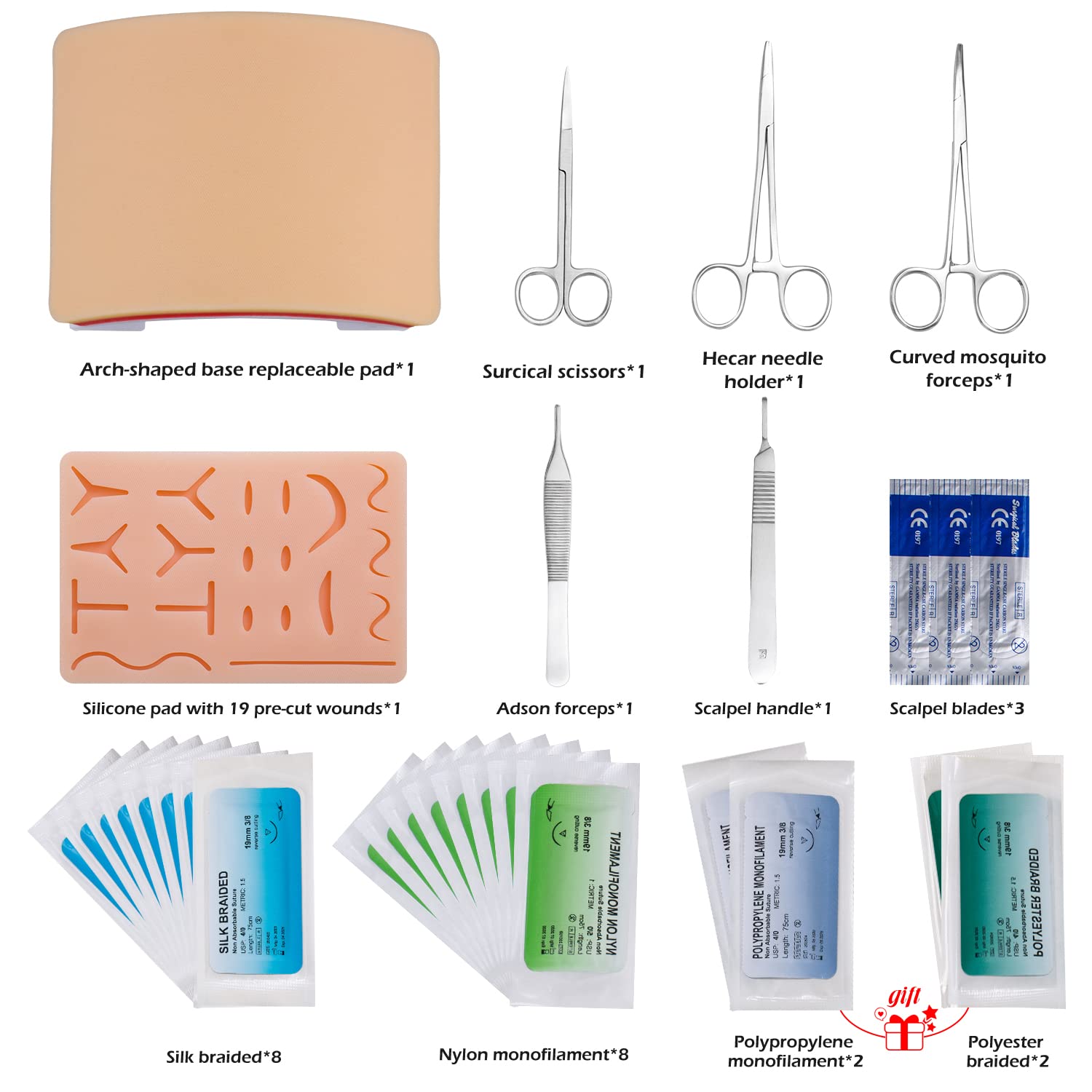 Premium Suturing Skill Trainer Including DIY Incision Suture Pad with ...