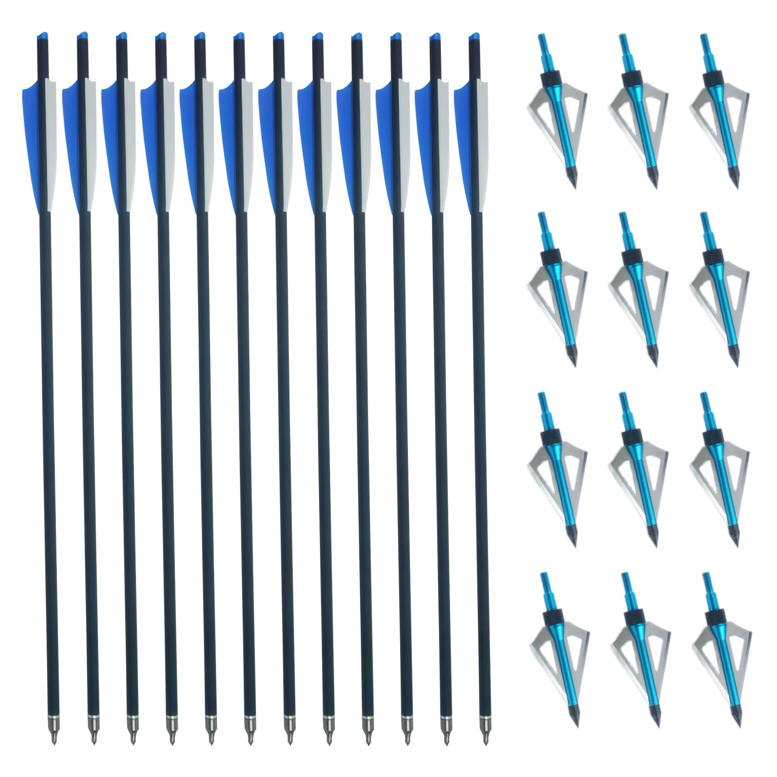 Fanxier 12-Piece Set of 20-Inch Carbon Crossbow Arrows and Hunting ...