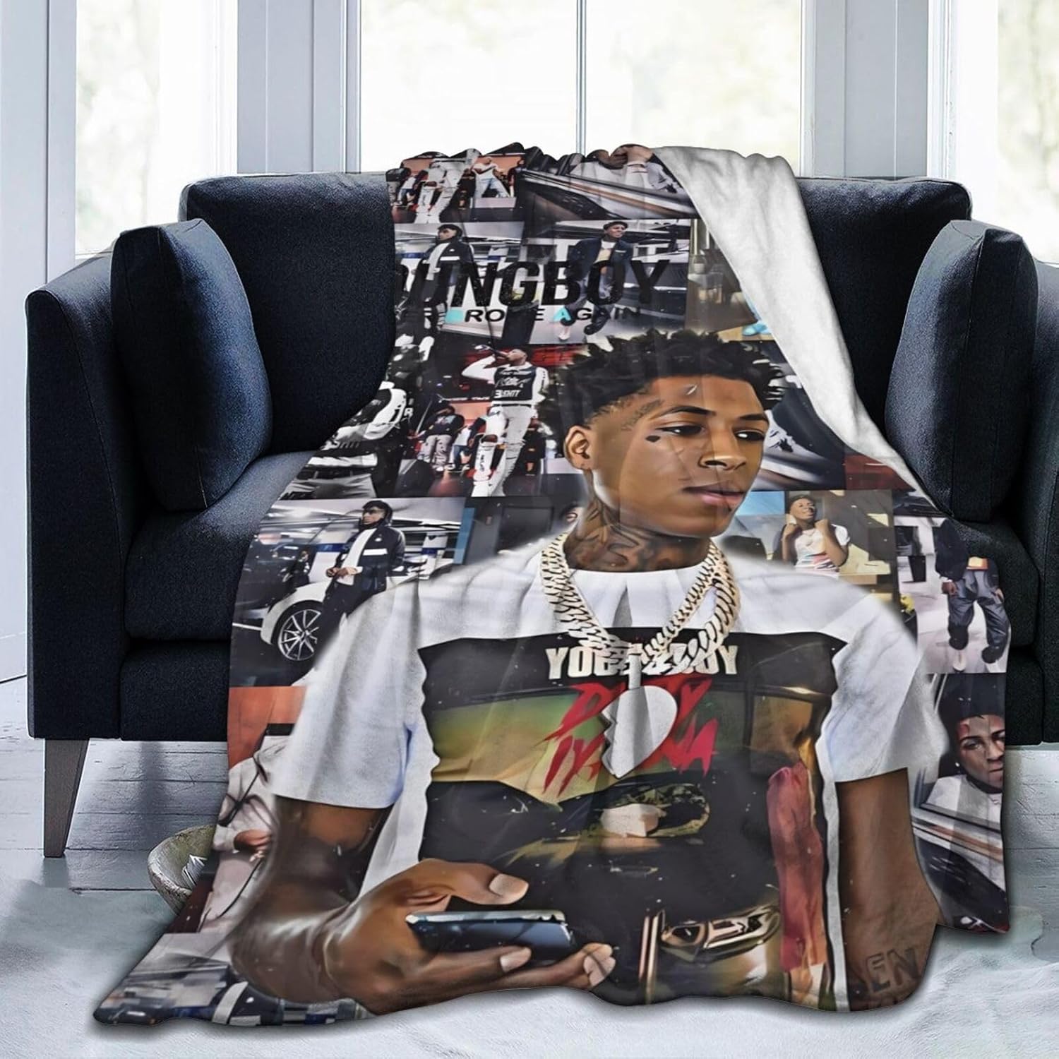 Amazon.com: DTUOWZRN Throw Blankets YoungBoy Never Rapper Broke Again ...