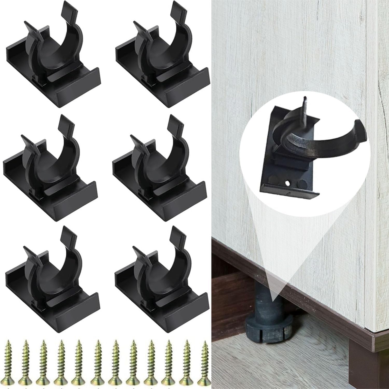 DILUSILK 6 Pcs Plinth Clips, Kickboard Clips with 12 pcs Self Tapping ...