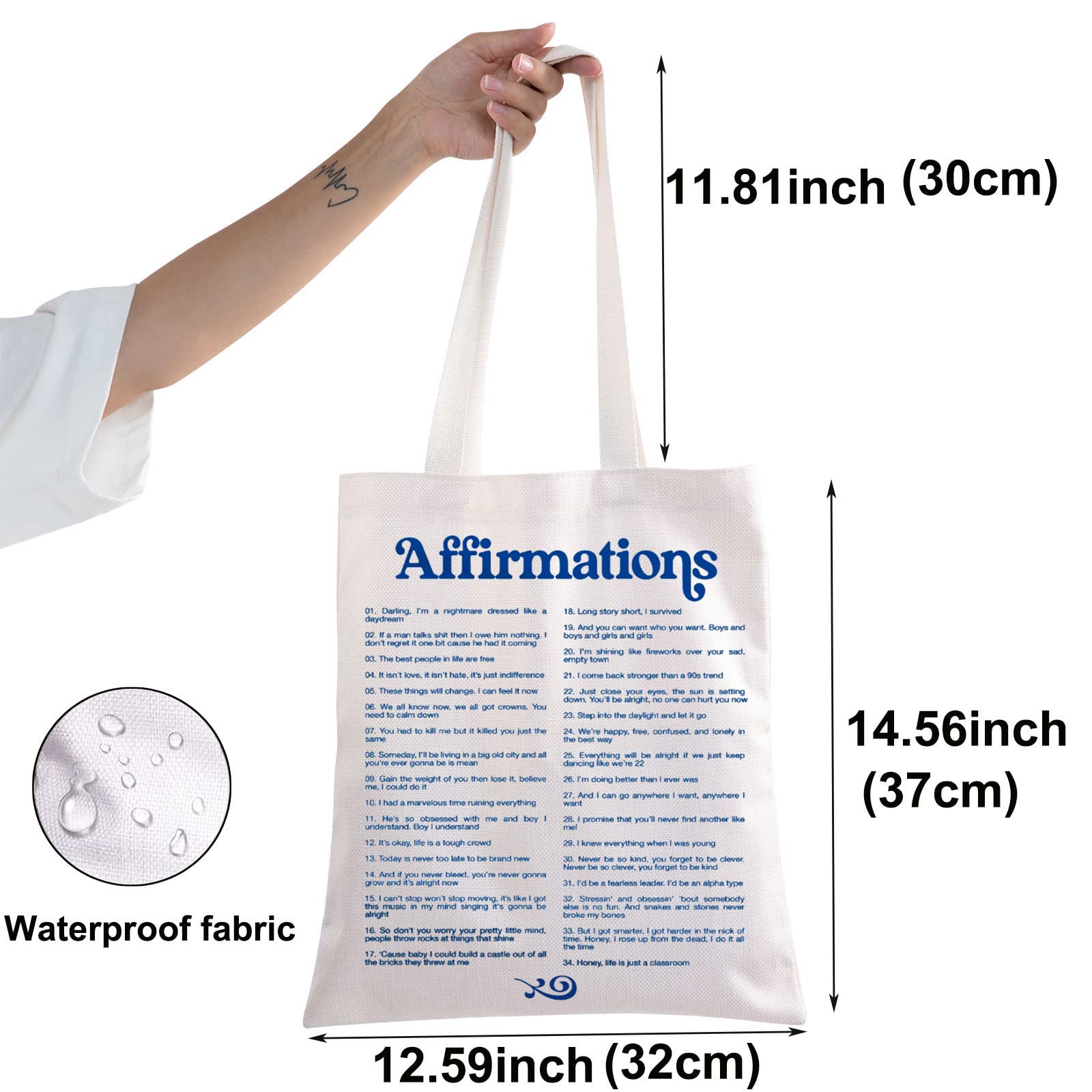 Snapklik.com : BWWKTOP Affirmations Music Canvas Tote Bag Singer Album ...