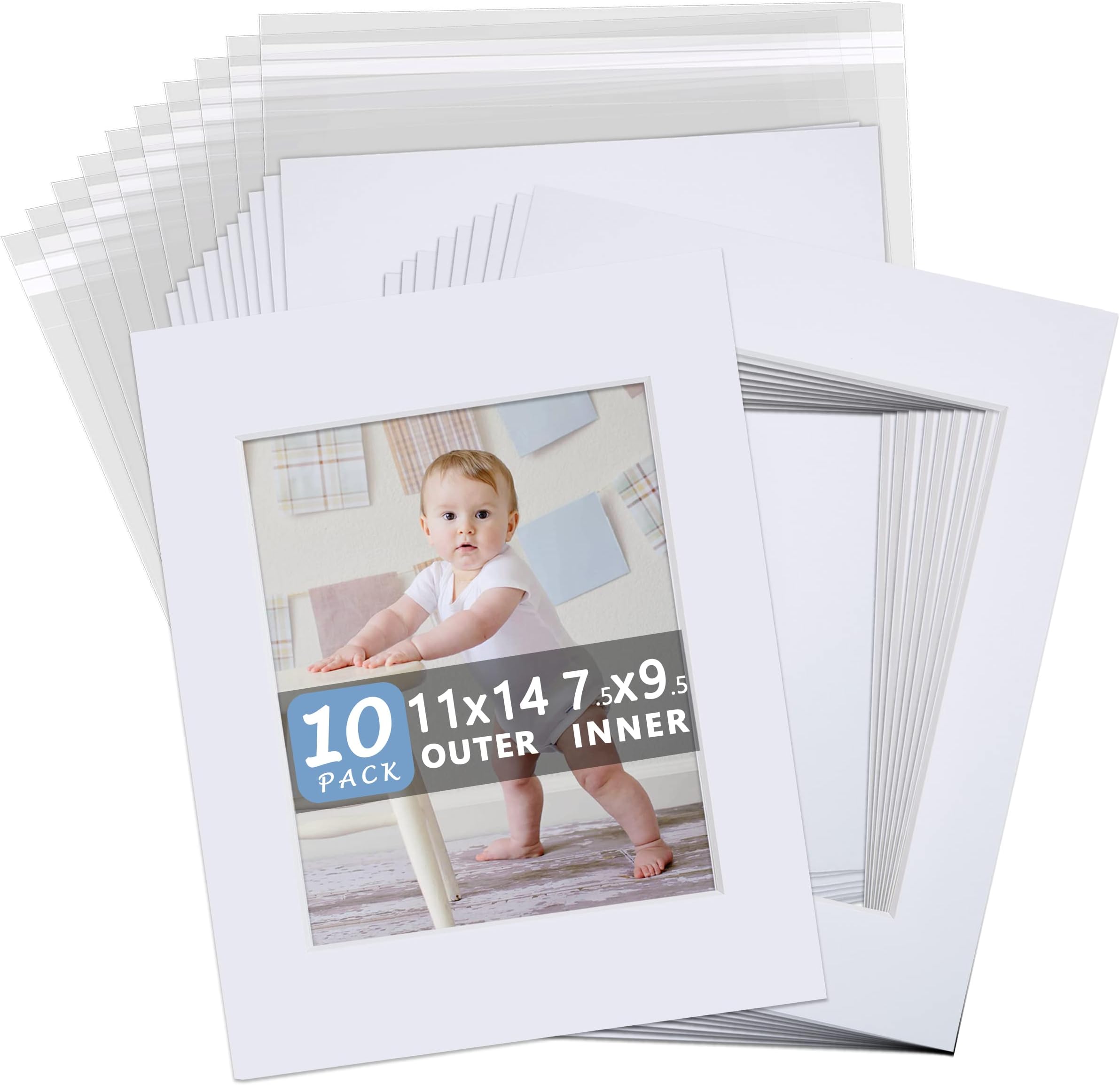 Amazon.com: yeestone 10 Pack Picture Frame Mats, 11x14 Matted to 8x10 ...