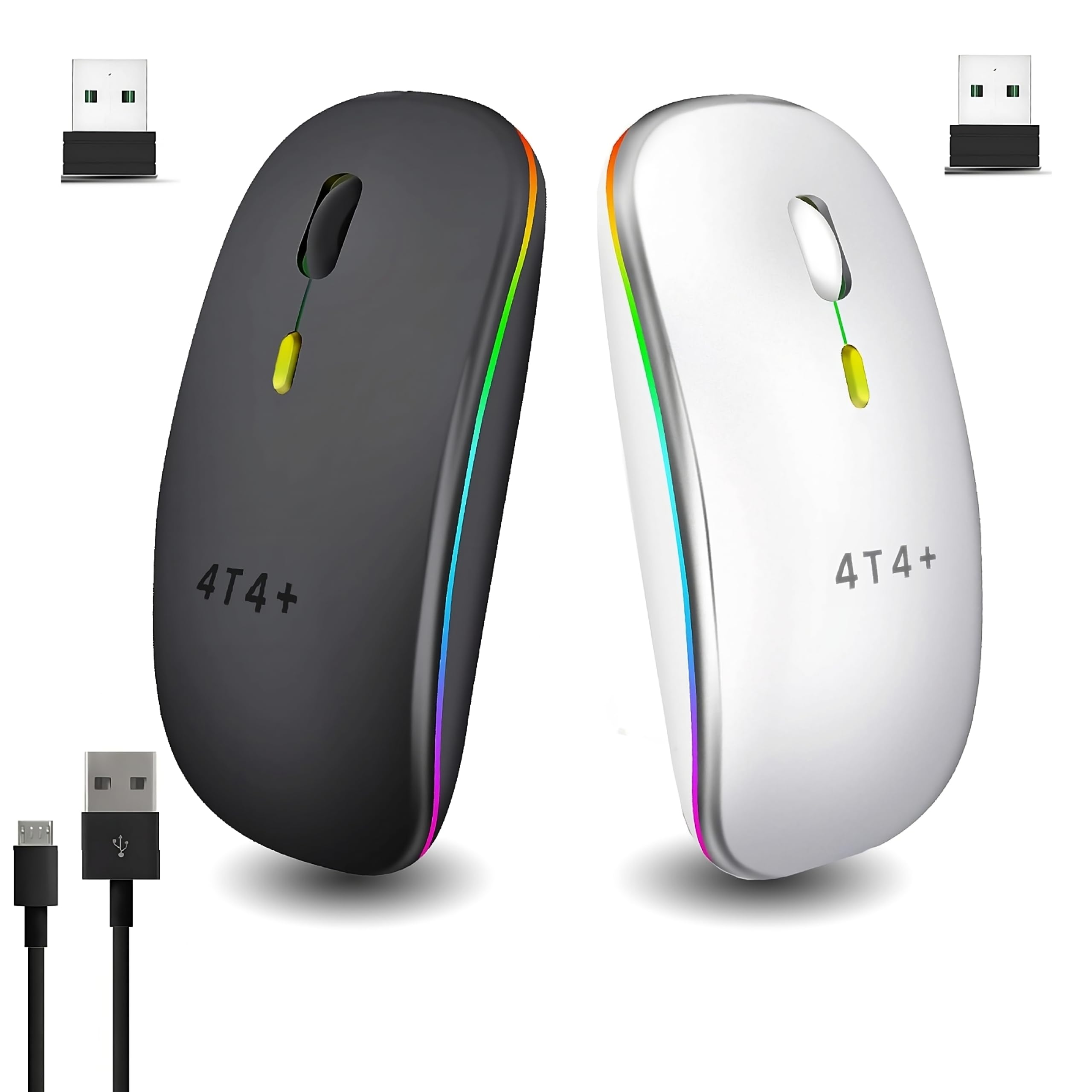 Bluetooth Mouse Slim Silent Wireless Mouse + USB Receiver Mice wireless ...