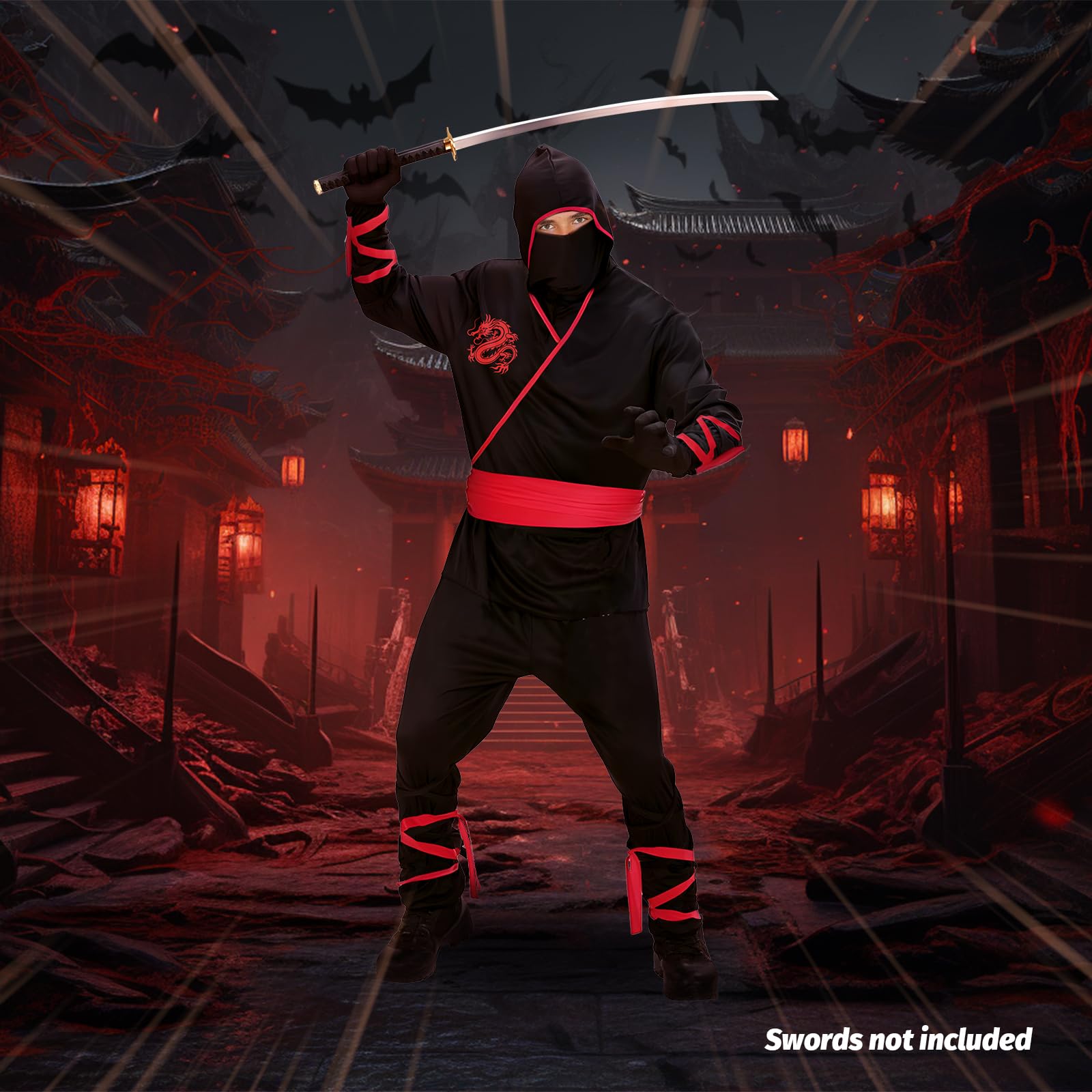 MNPET Ninja Costume Men,Ninja Dragon Costume Outfit for Adult,Mens ...