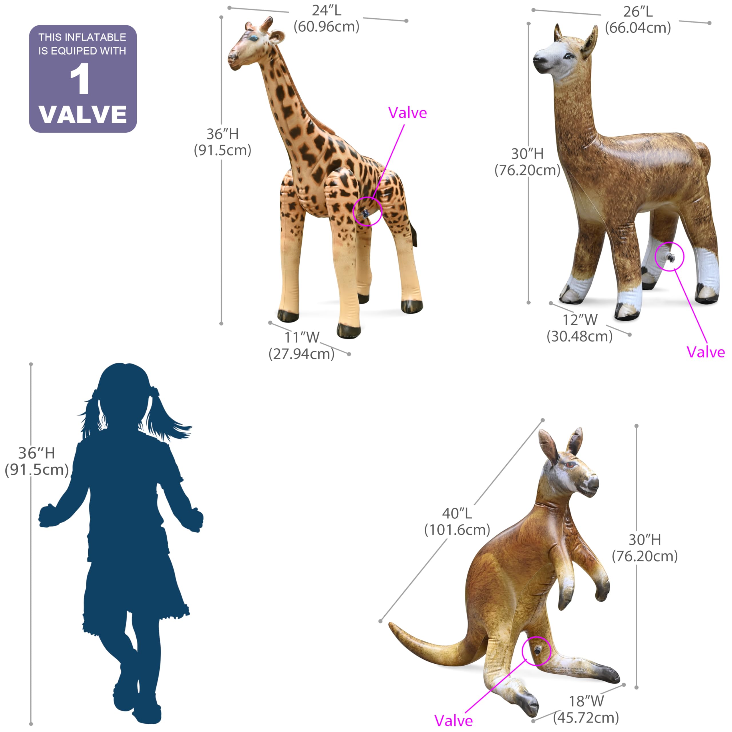 Snapklik.com : Jet Creations Inflatable Kangaroo Giraffe Alpaca3 Pack ...