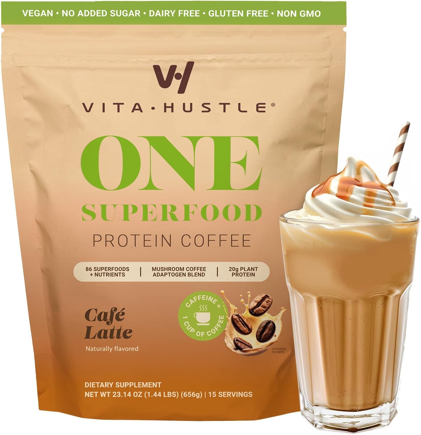Amazon.com: VitaHustle ONE Protein Coffee - Superfood Meal Replacement ...
