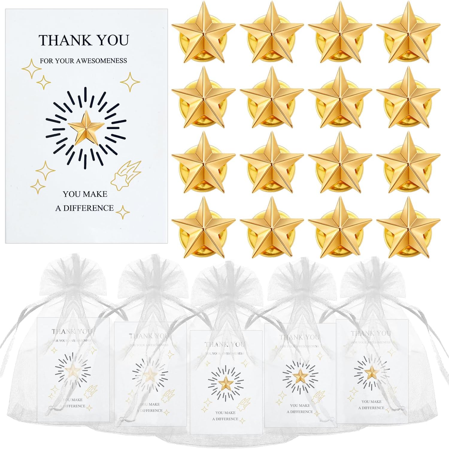Amazon.com: 150 Pieces Star Badge Lapel Pins Employee Appreciation ...