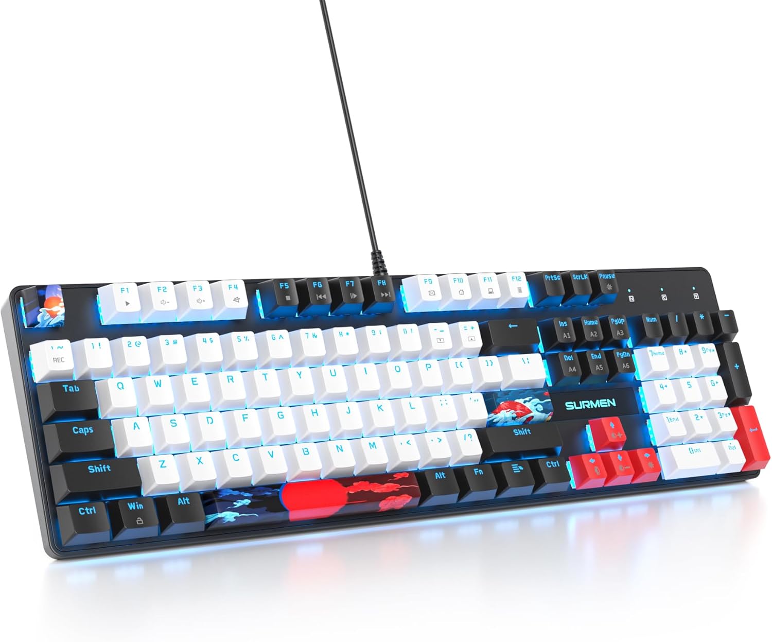 Fogruaden Mechanical Keyboard Full Size,104 Keys Gaming Keyboard with ...
