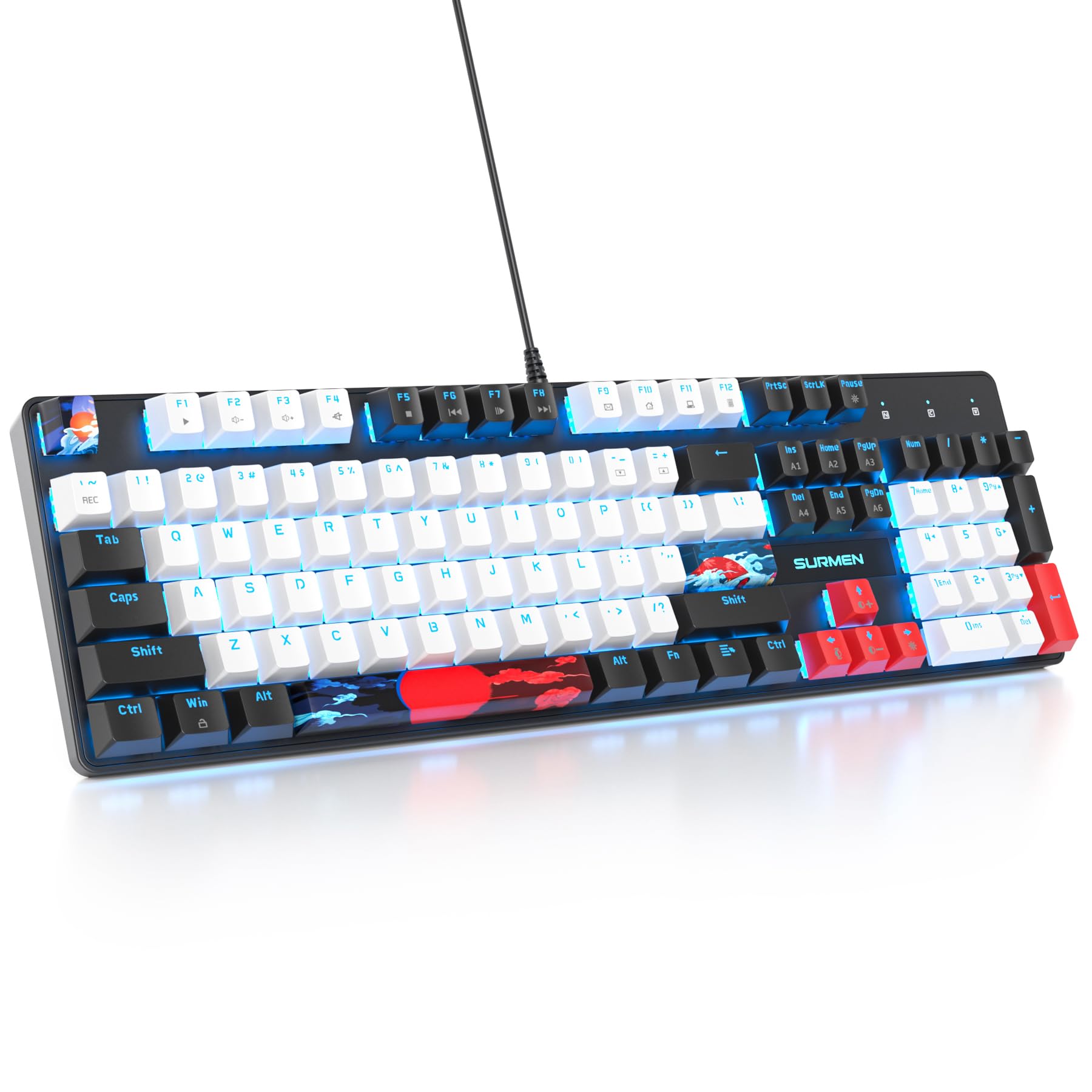 Fogruaden Mechanical Keyboard Full Size,104 Keys Gaming Keyboard with ...
