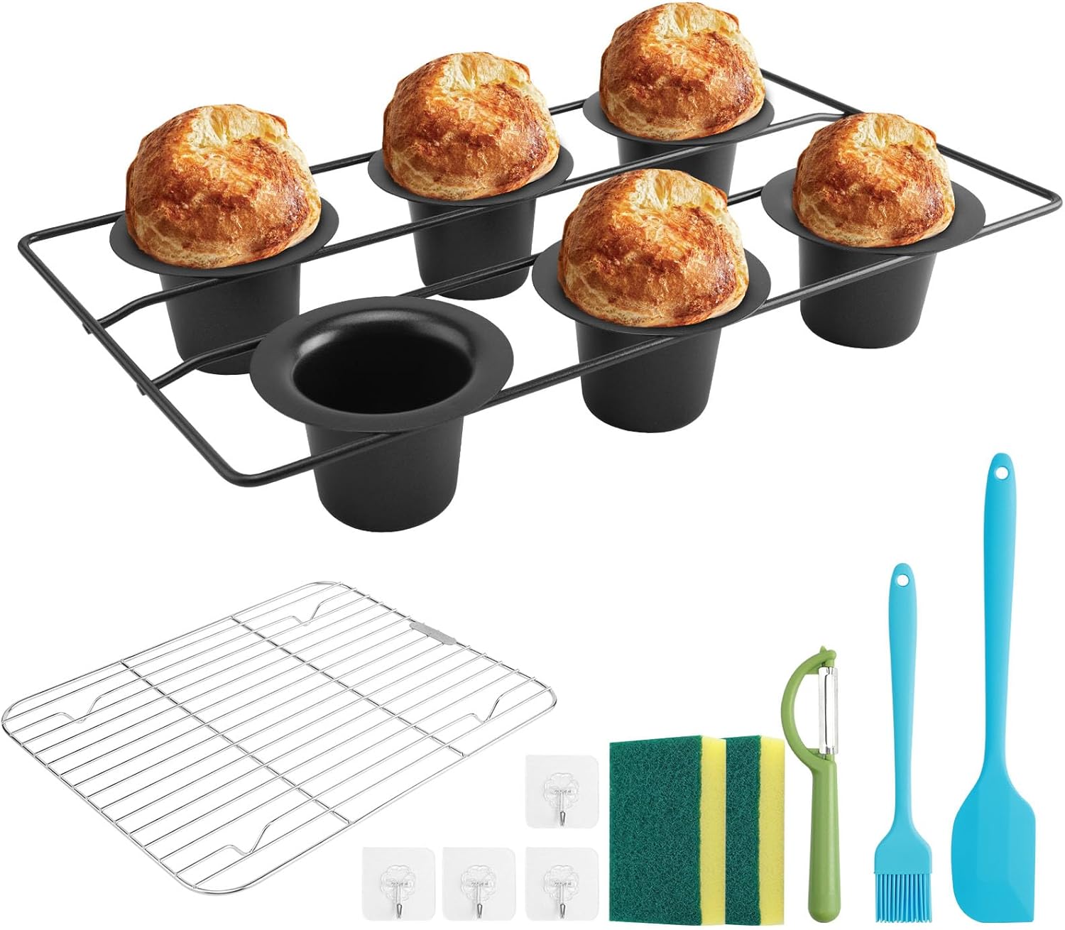 Amazon.com: AZSEUOR Deep Popover Pans for Baking, Nonstick 6-Cup ...