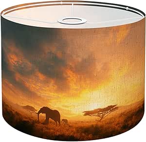 Drum Lamp Shade Two elephants next to tree Lampshade for Floor Lamps ...