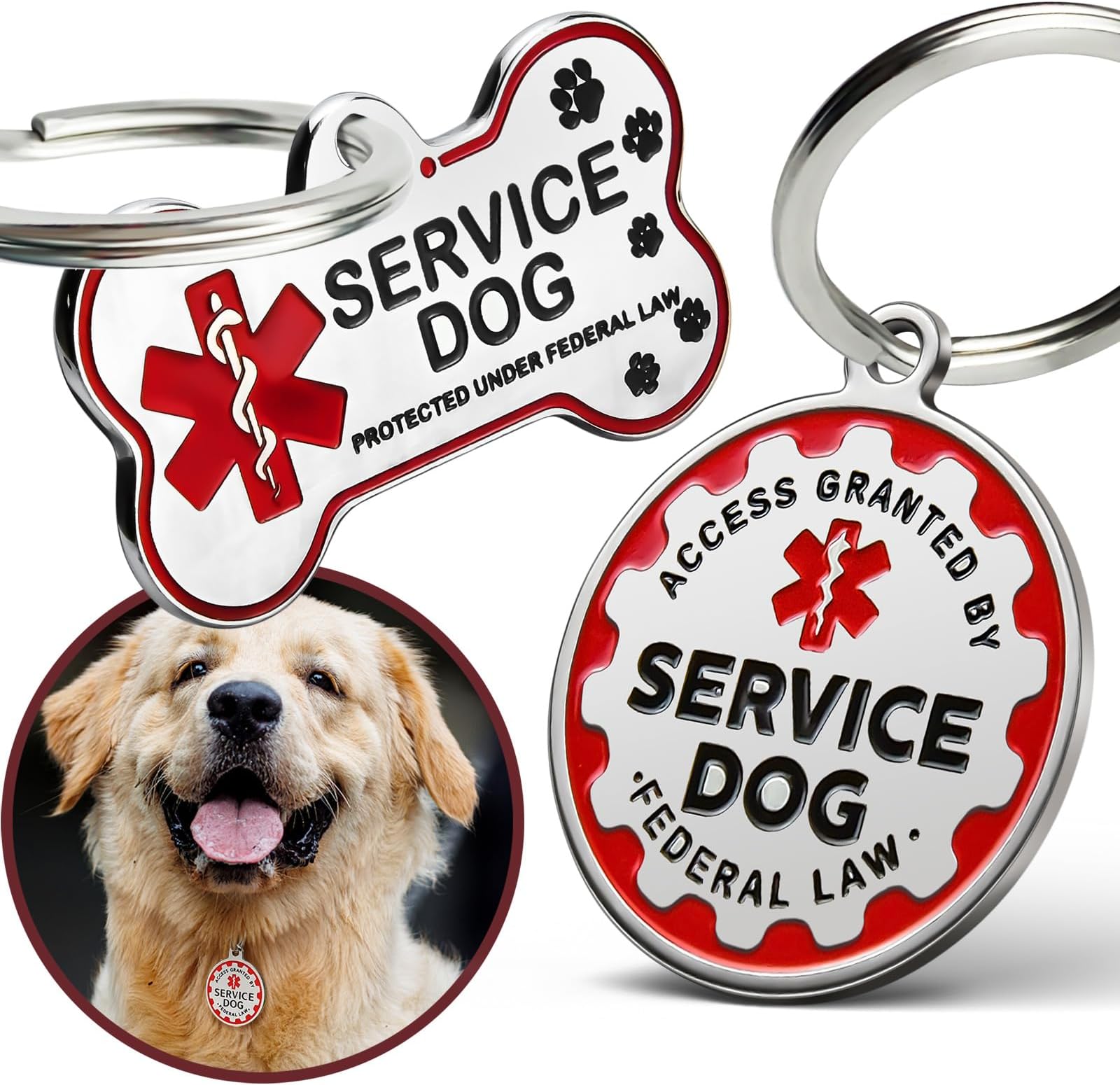 Amazon.com: Just 4 Paws PVC Therapy Dog Key or Collar Tag for Your ...