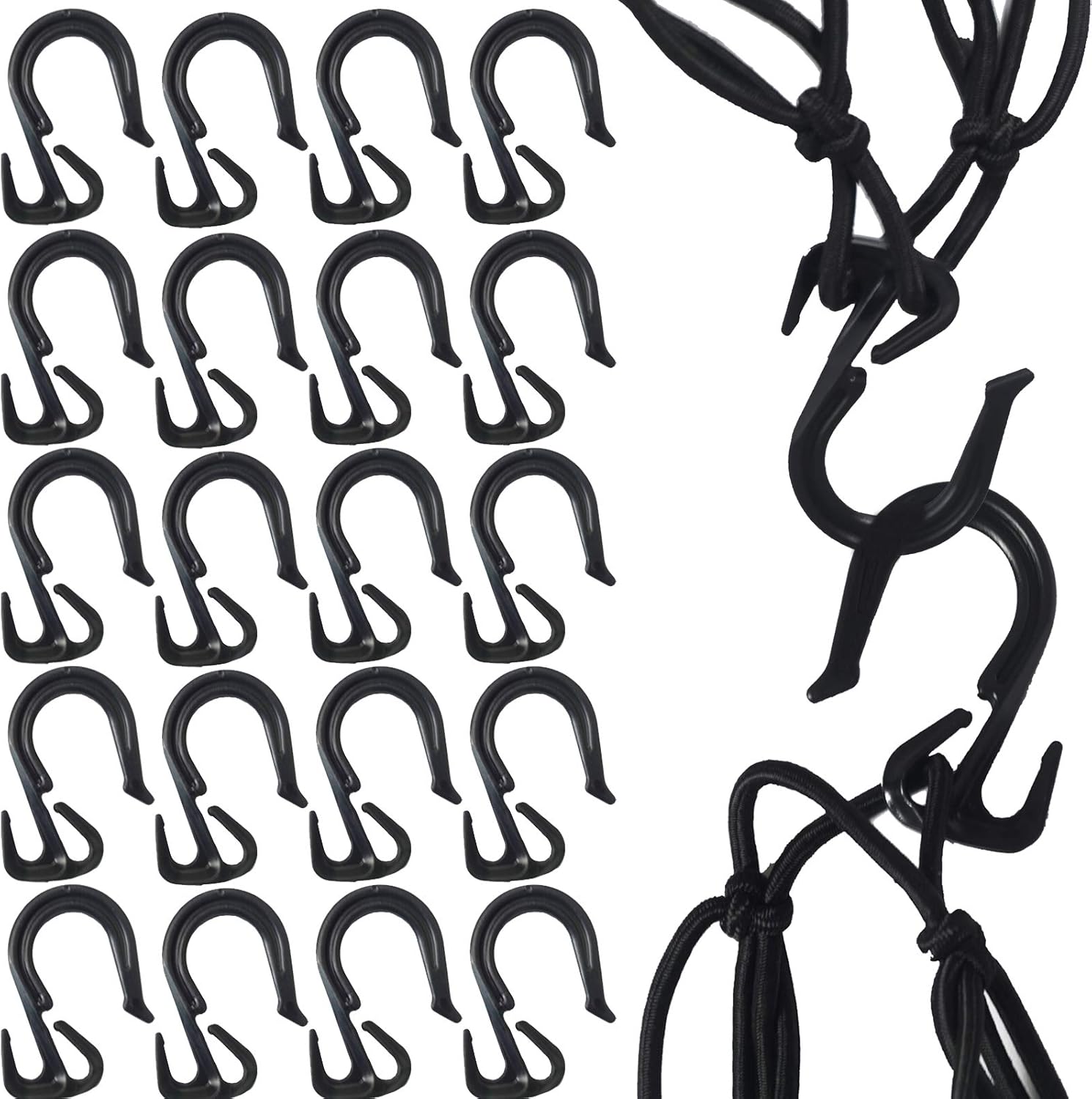 Amazon.com: 20 Pack, Heavy-Duty Nylon Net Hooks Bungee Cord Hooks for ...