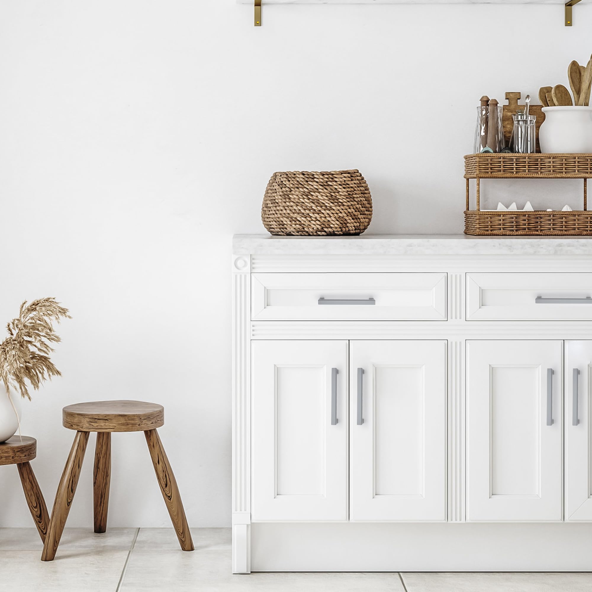 Snapklik.com : 35 Pack 5 Inch Kitchen Square Cabinet Handles Grey ...