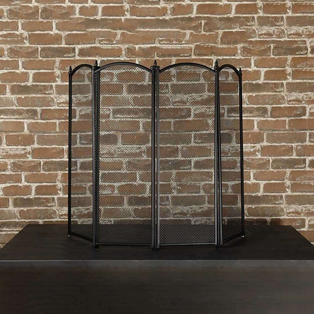 Amazon.com: Wrought Iron Fireplace Screen, Large 4 Panel Fire Place ...