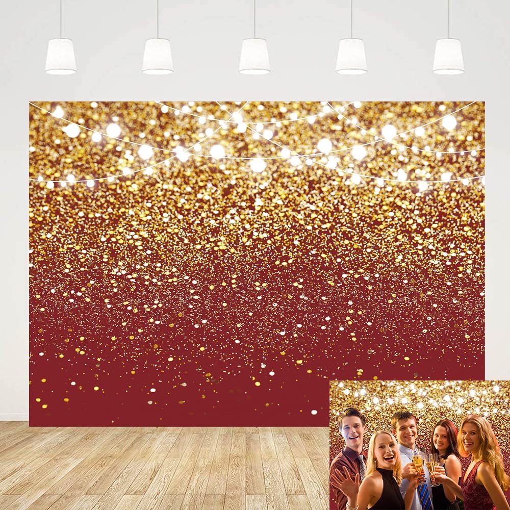 Red Glitter Backdrop Gold Spots Bokeh Photography Background for ...