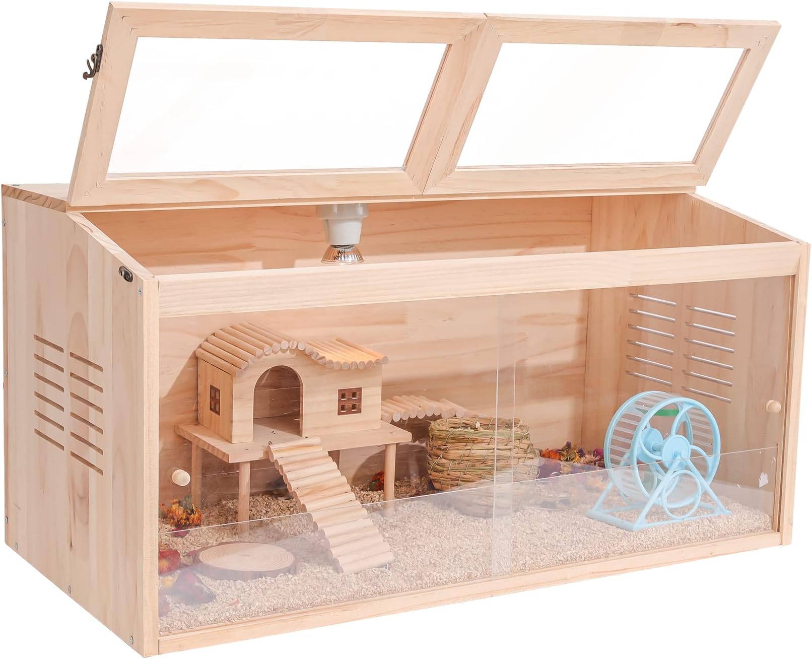 Amazon.com : Large Wooden Hamster Cage, Hamster Habitat with Storage ...